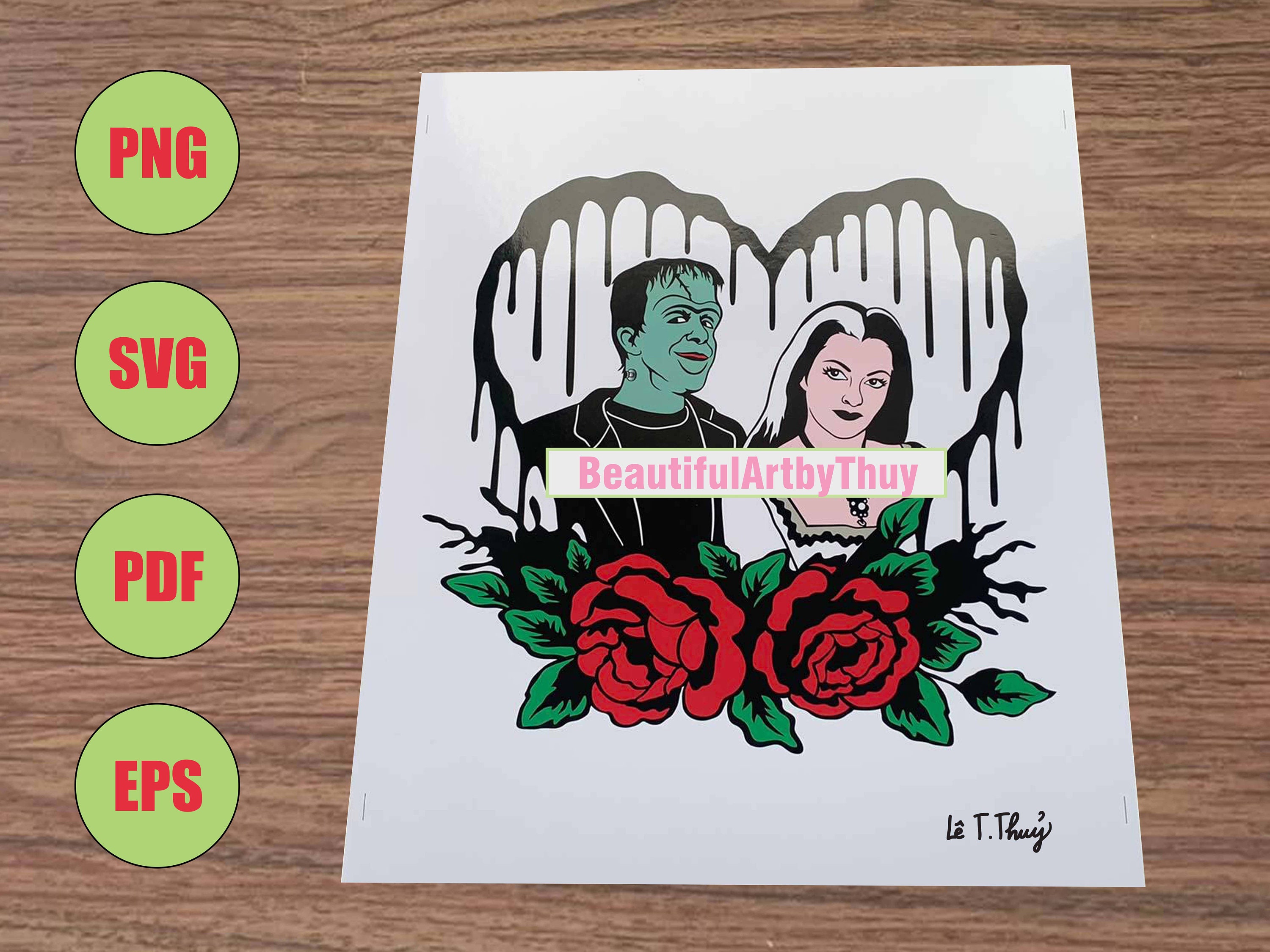 Lily and Herman Layered SVG, Gothic Couple PNG for Sublimation, Gothic ...