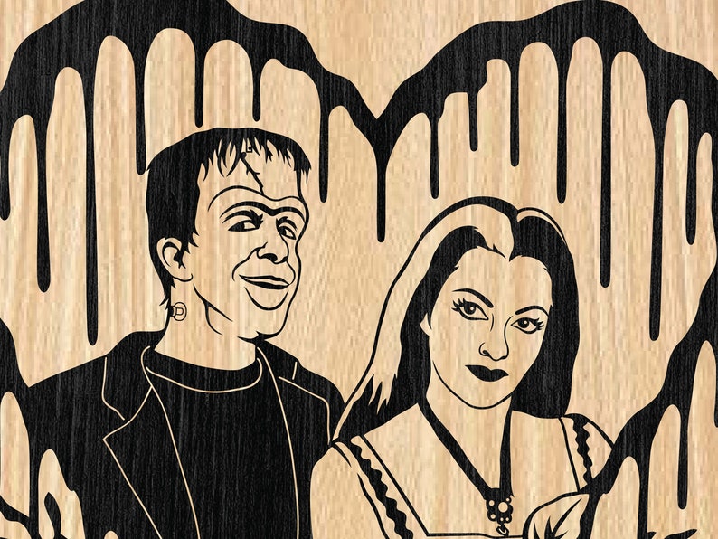 Lily and Herman SVG the Munster PNG Gothic Wedding Panel - Etsy