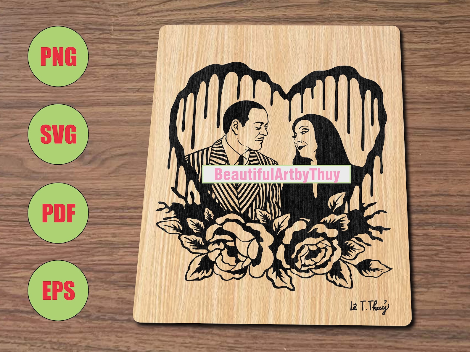 Morticia and Gomez Addams SVG, the Addams Family PNG, Gothic Wedding ...