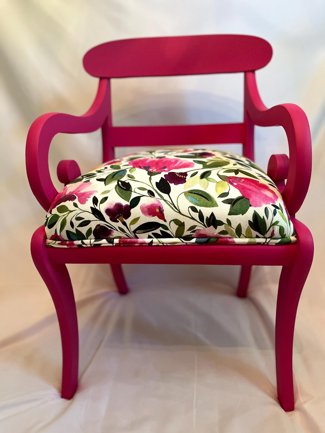 Pink Accent Chair With Beautiful Floral Upholstery | One-of-a-kind ...