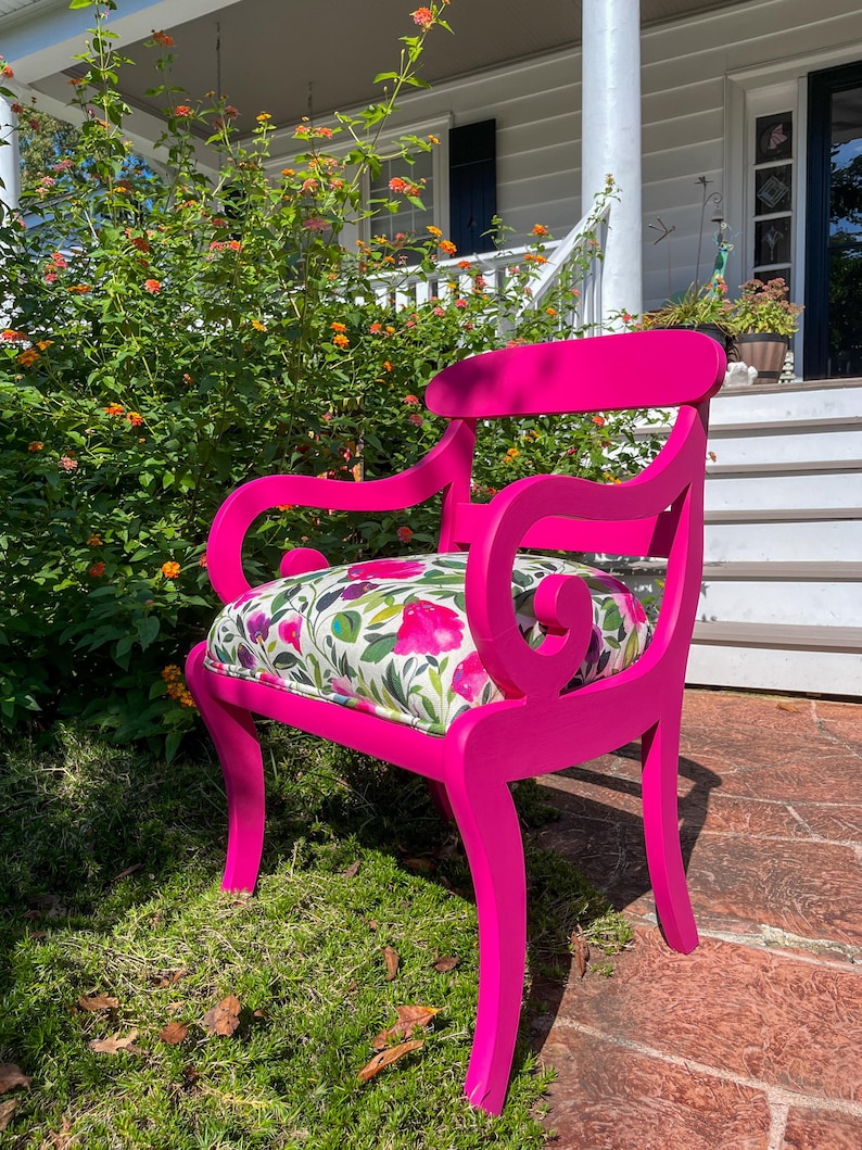 HOT PINK Floral Chair - Etsy