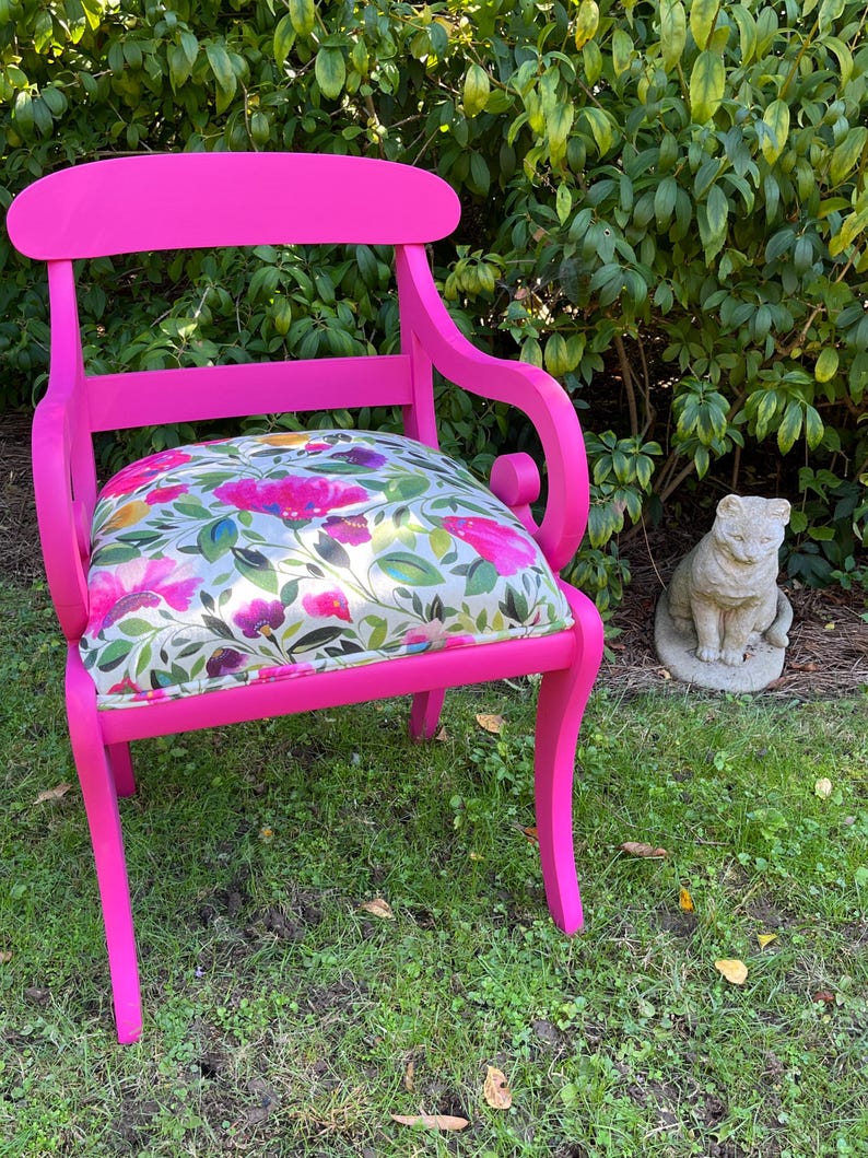 HOT PINK Floral Chair - Etsy