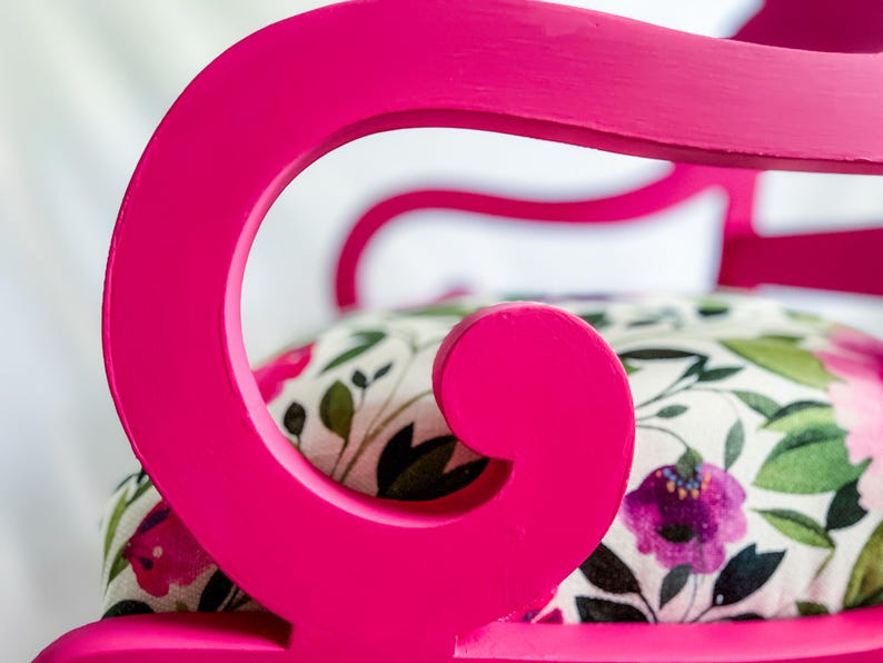 HOT PINK Floral Chair - Etsy
