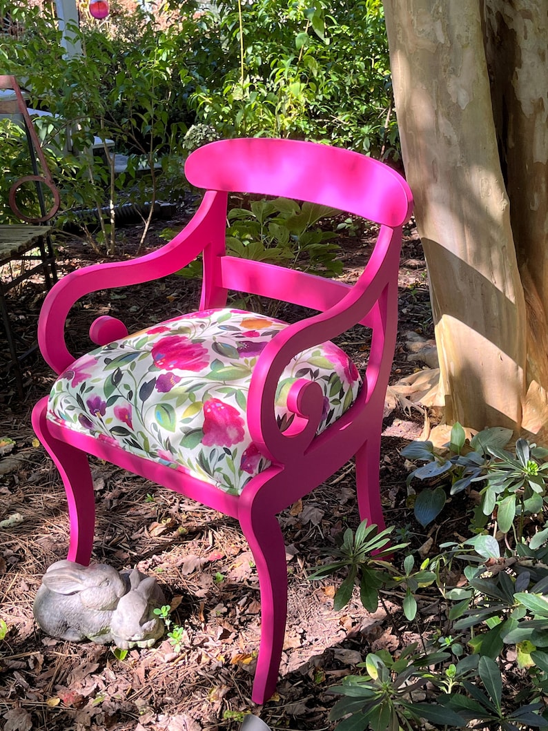 HOT PINK Floral Chair - Etsy