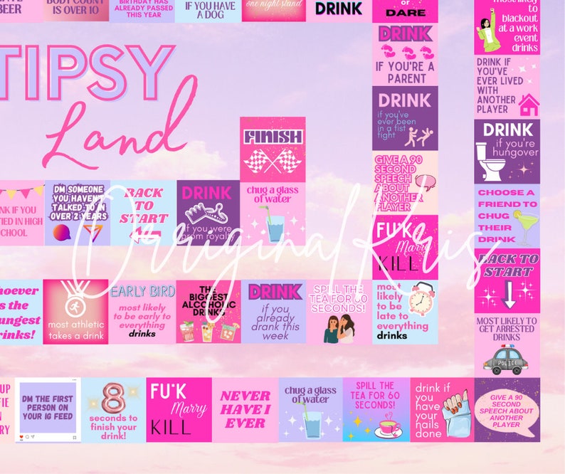 Tipsy Land Printable Board Game - Etsy