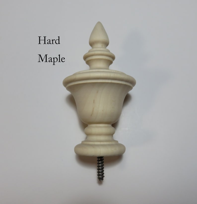 Wood Finial Replacement Bed Post 4-7/8 H X 2-3/4 W X 1-3/4 Base. Wood Choice: Red Oak, Hard ...