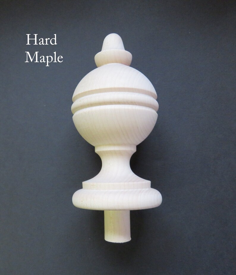 Wood Finial. Bedpost or Furniture Replacement 5 3/8 H X 2 5/8 W X 2 1/4 BASE. Available in Red ...