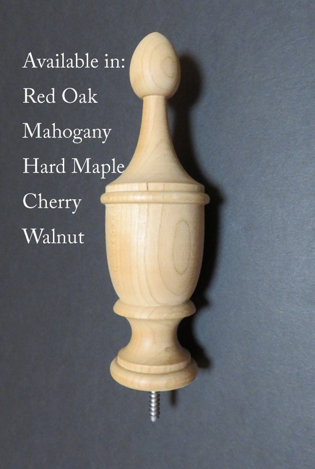 Wood Bedpost or Furniture Finial. 7 3/8H, 2 1/4W Choice: Red Oak ...