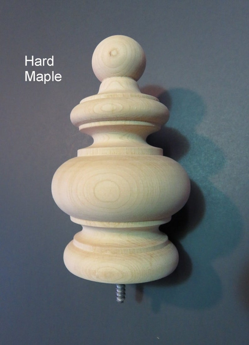 Large Wood Finial Bedpost Newel. 5 1/2 H X 3 3/4 W X 2 3/4 Base. Choice ...