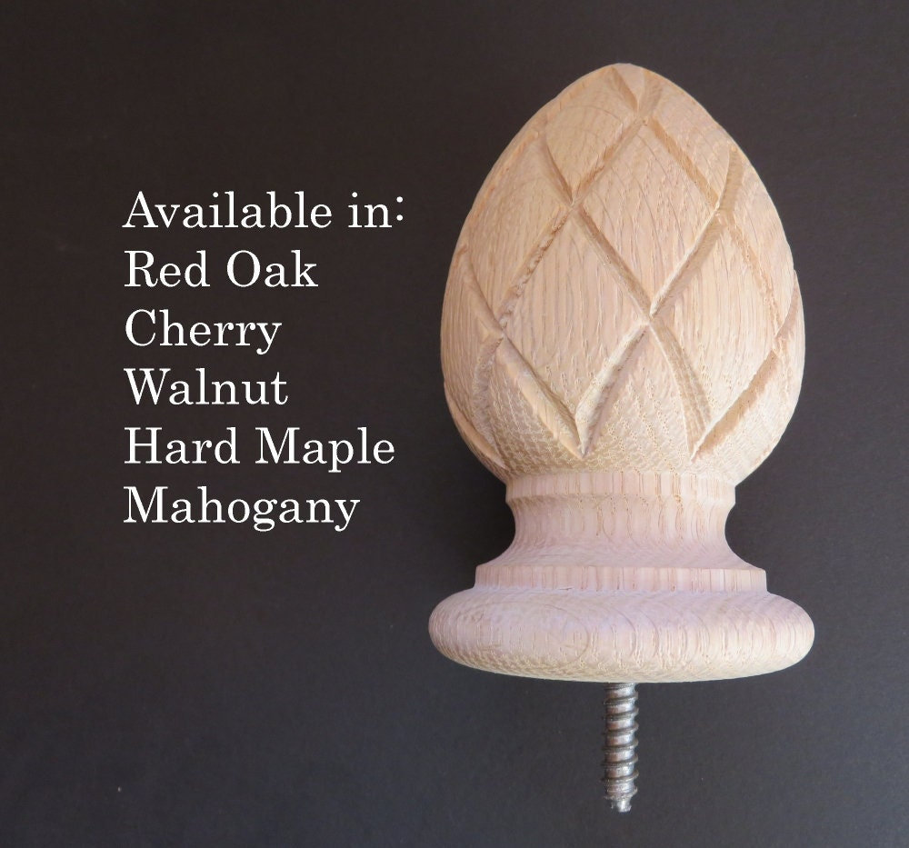 Gorgeous Pineapple Wood Bed or Post Finial. Choice: Red Oak, Cherry ...