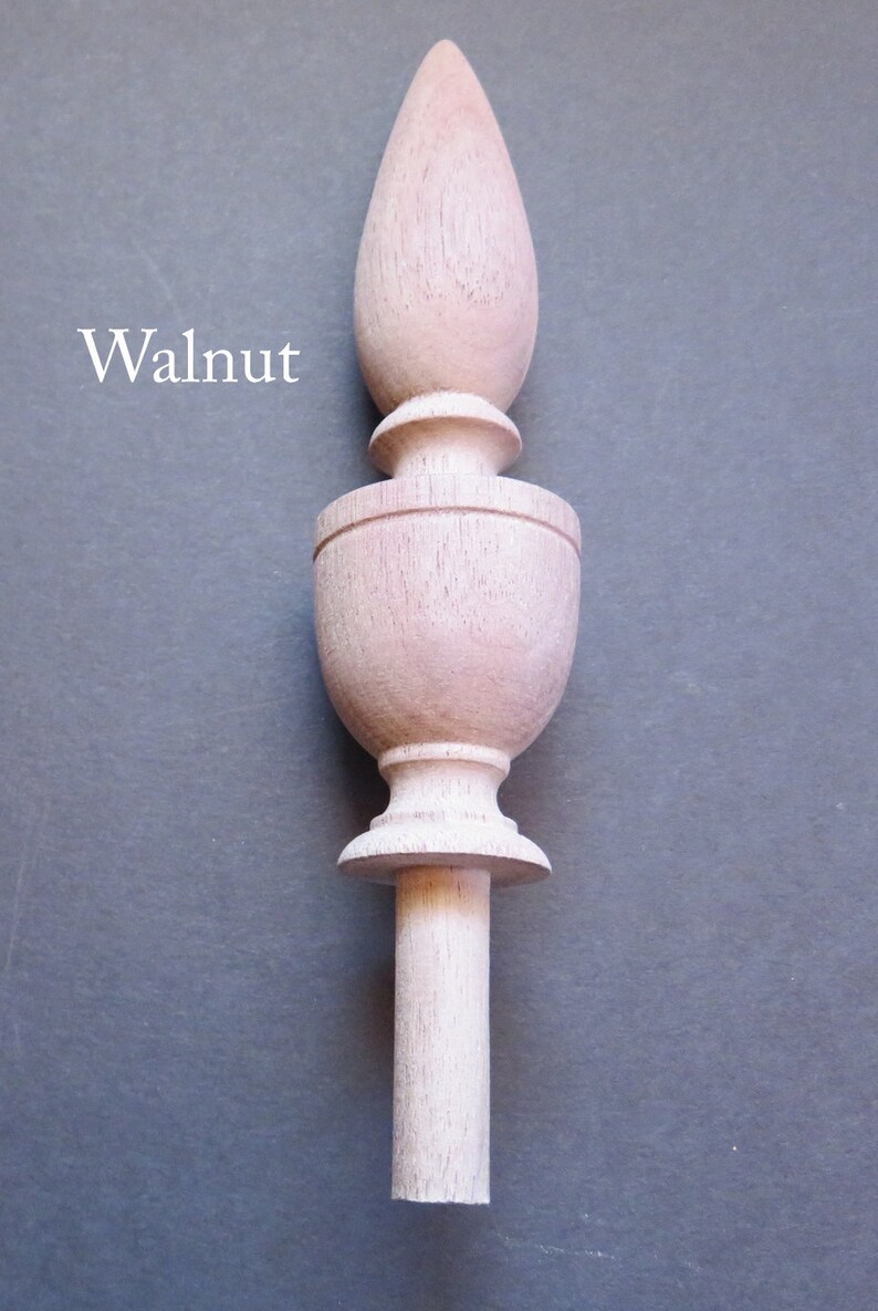 Wood Finial. Pencil Post, Rice Bed or Canopy Style Beds. 5 H X 1 1/4 W ...