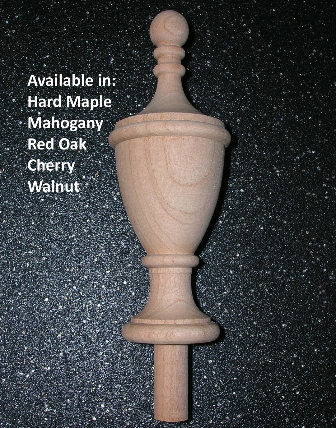 Wooden Finial Bed Post. 4 3/4 H X 1 3/4 W X 1 3/16 Base. Choice Red Oak ...