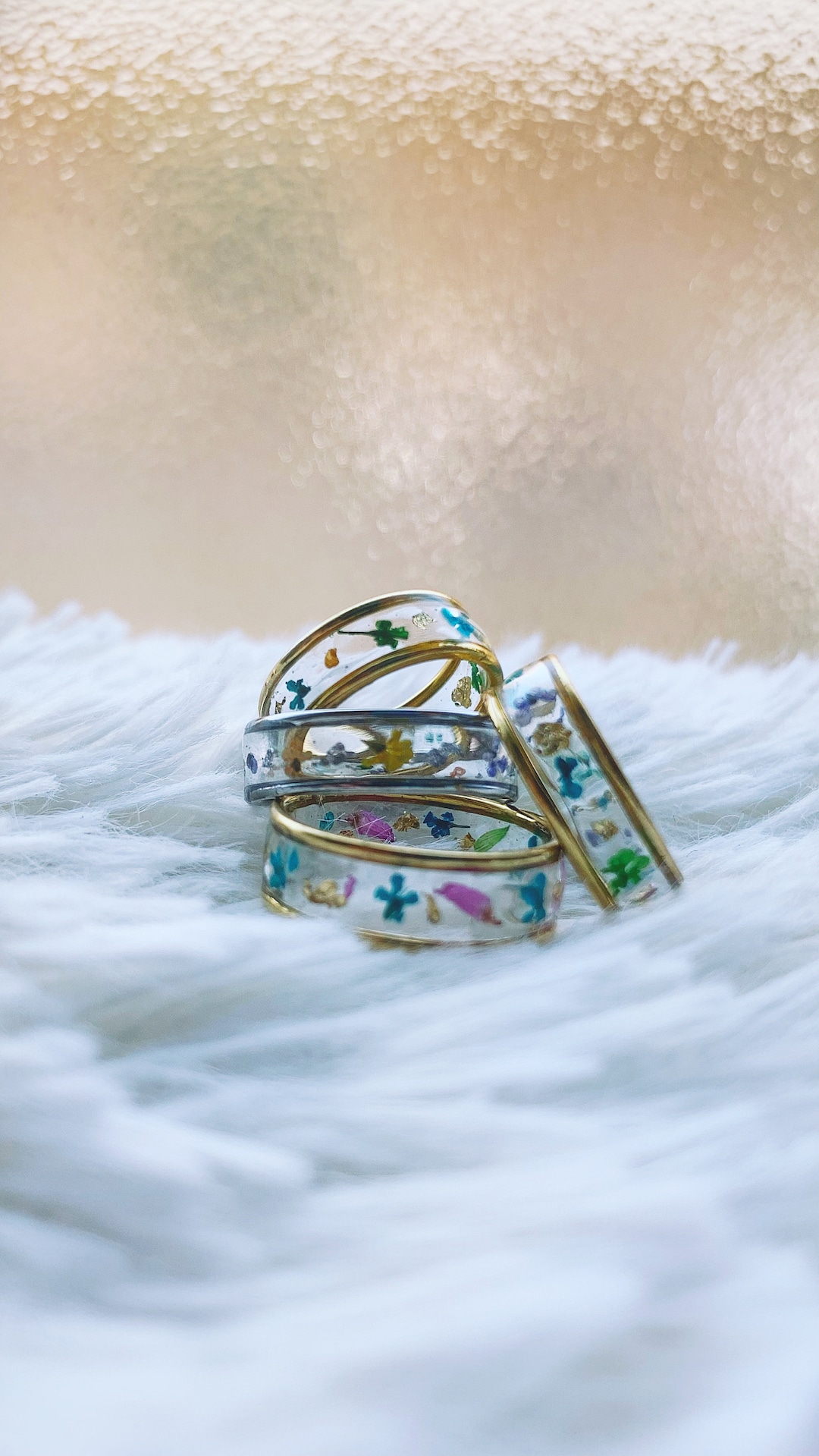 Pressed Flower Ring, Handmade Flower Preservation Ring Silver Gold ...