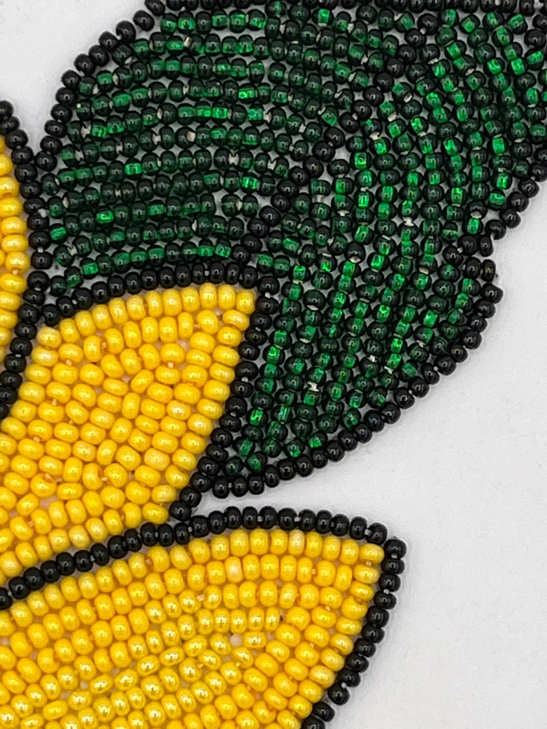 Beaded Sunflower Art, Beadwork, Beaded Card - Etsy