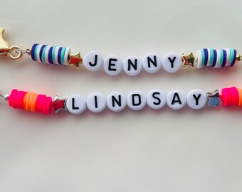 Personalized Keychain // Beaded Keychain // Colorful // Cute - Etsy