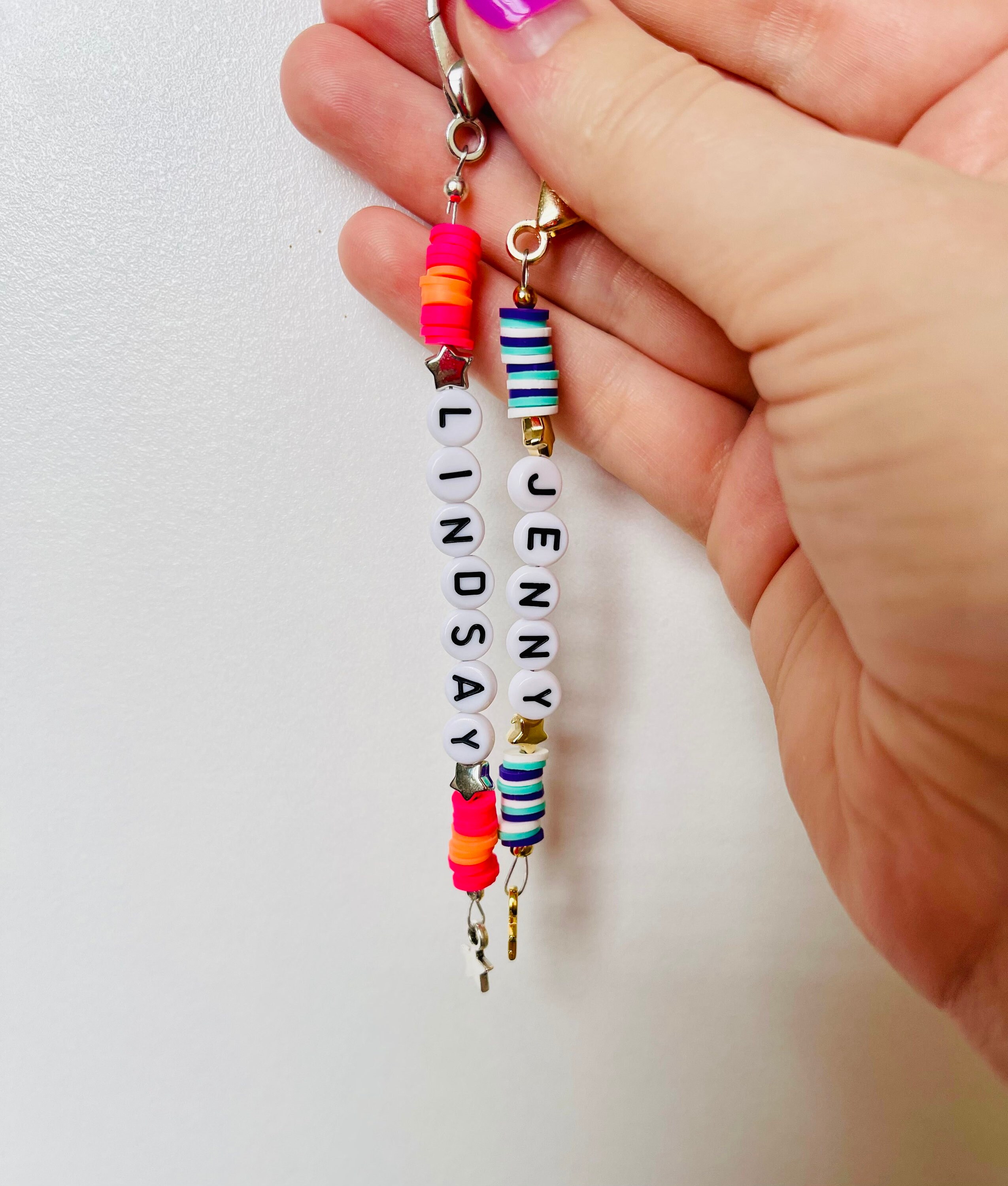 Custom Beaded Name Keychain, Personalized Keychain, Backpack Charm ...