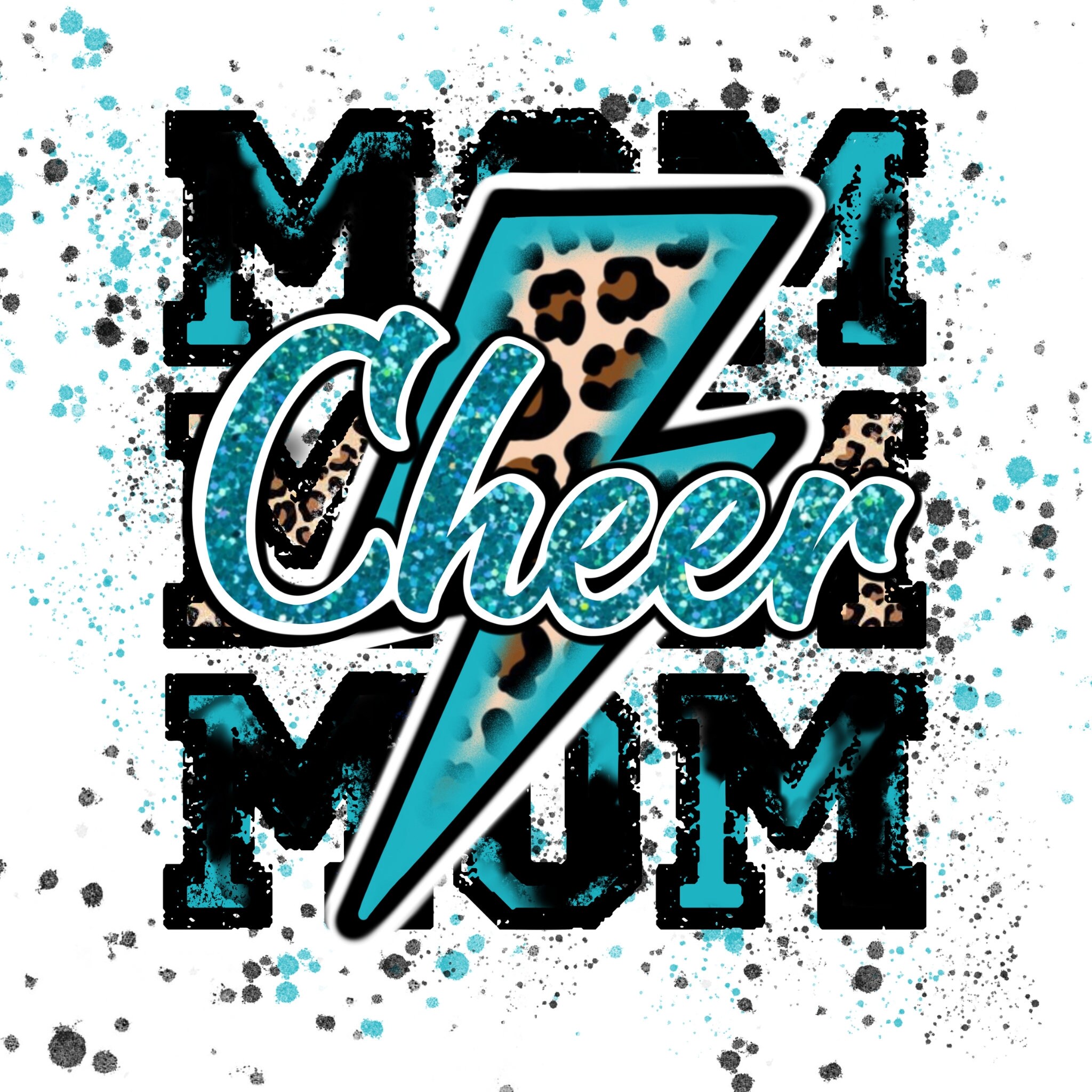Cheer Mom PNG Image Teal Leopard Letters Cheer Design Sublimation ...