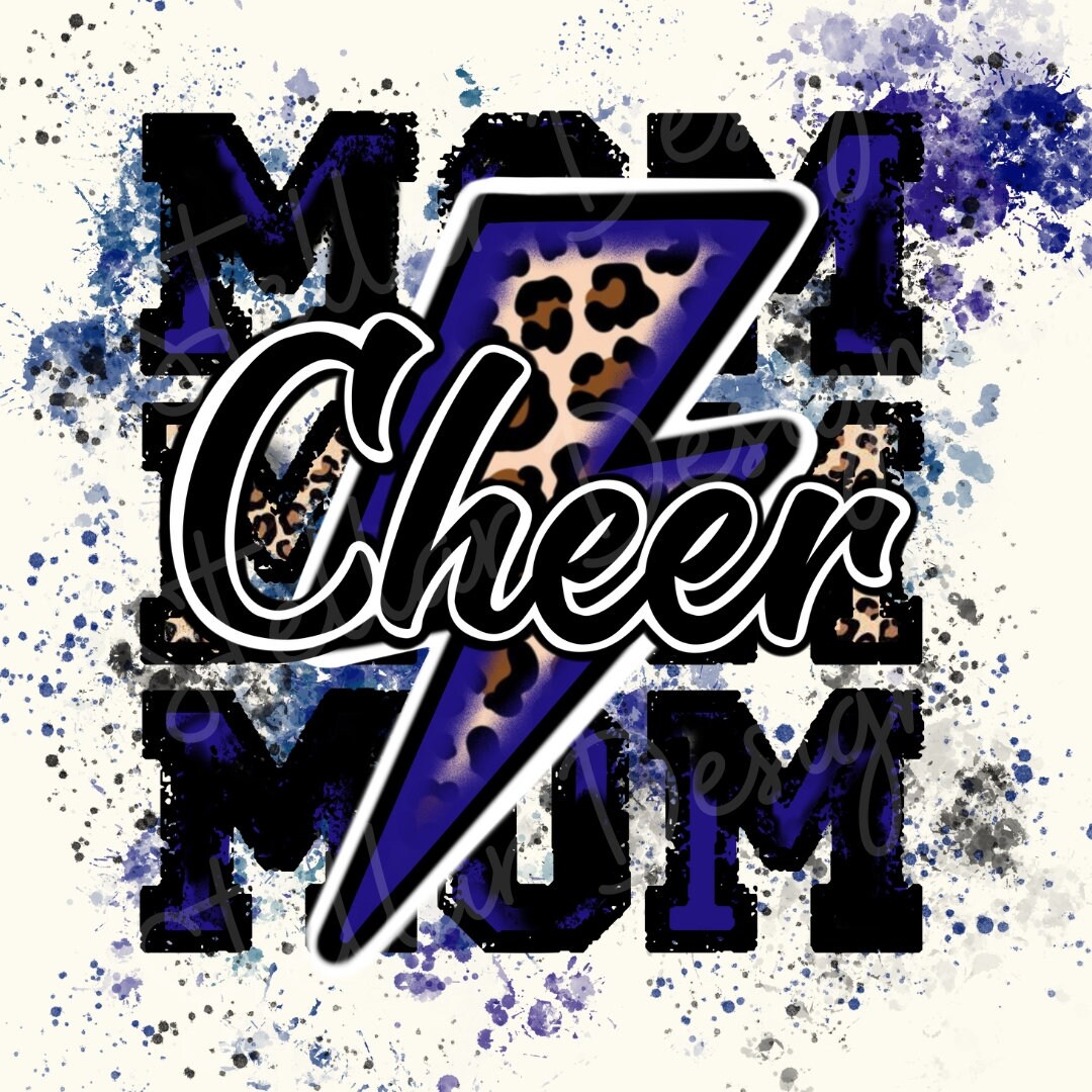 Cheer Mom PNG Image Royal Blue Leopard Letters Cheer Design Sublimation ...