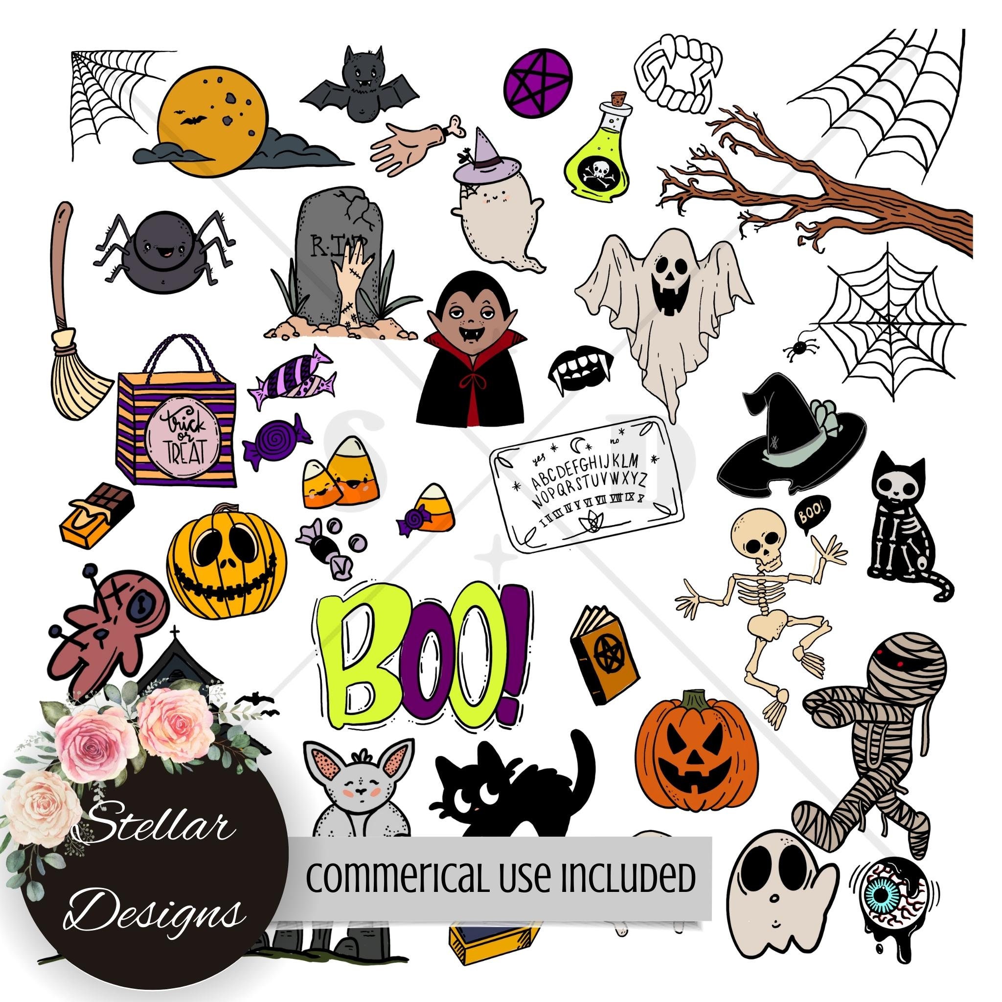 Halloween Clip Art - Halloween Doodles - Halloween Sublimations ...