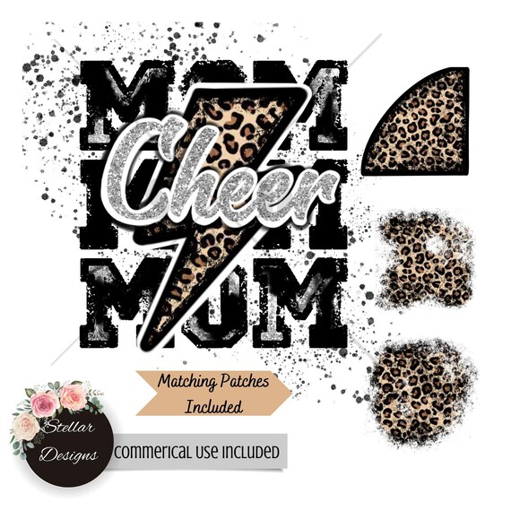 Cheer Mom PNG Image Silver Glitter Leopard Letters Cheer - Etsy