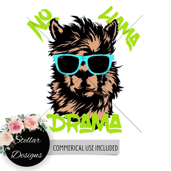 No Llama Drama With Cigar Png Svg No Drama Llama Png - Etsy
