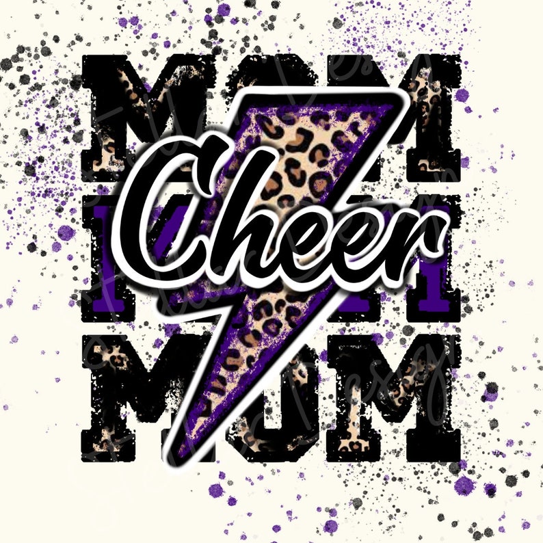 Cheer Mom PNG Image| Purple Leopard Letters Cheer Design| Sublimation ...