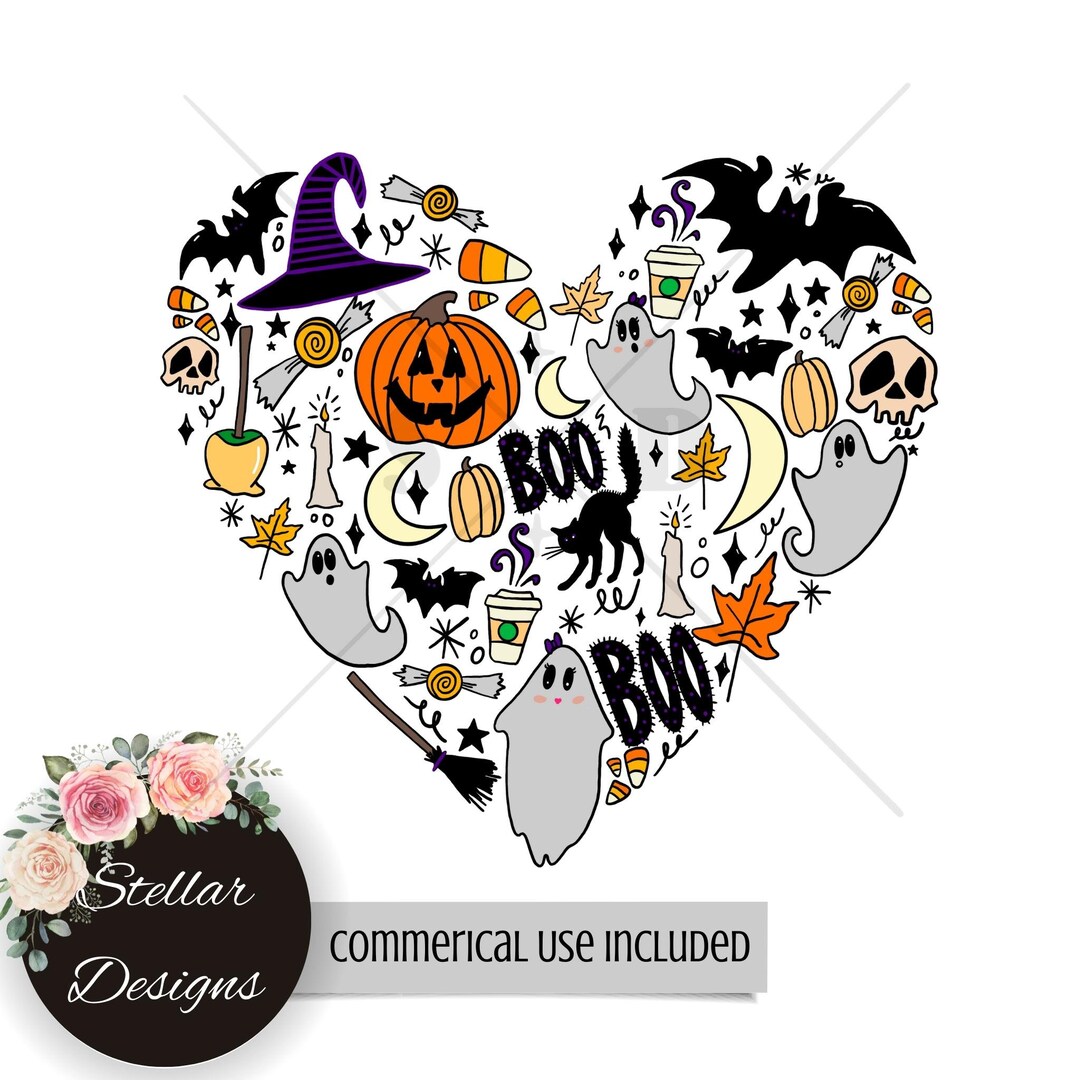 Halloween Clipart Halloween Heart Png Svg Halloween Doodles Spooky ...