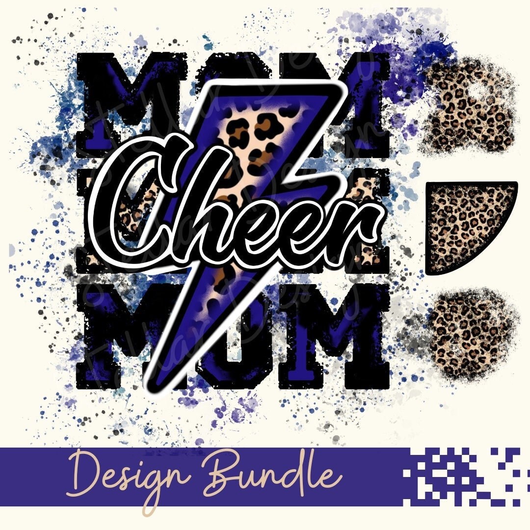 Cheer Mom PNG Image Royal Blue Leopard Letters Cheer Design Sublimation ...