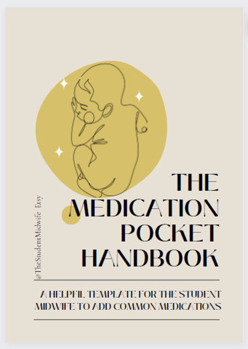A5 Printable Medications Placement Pocket Handbook for Student Midwives ...