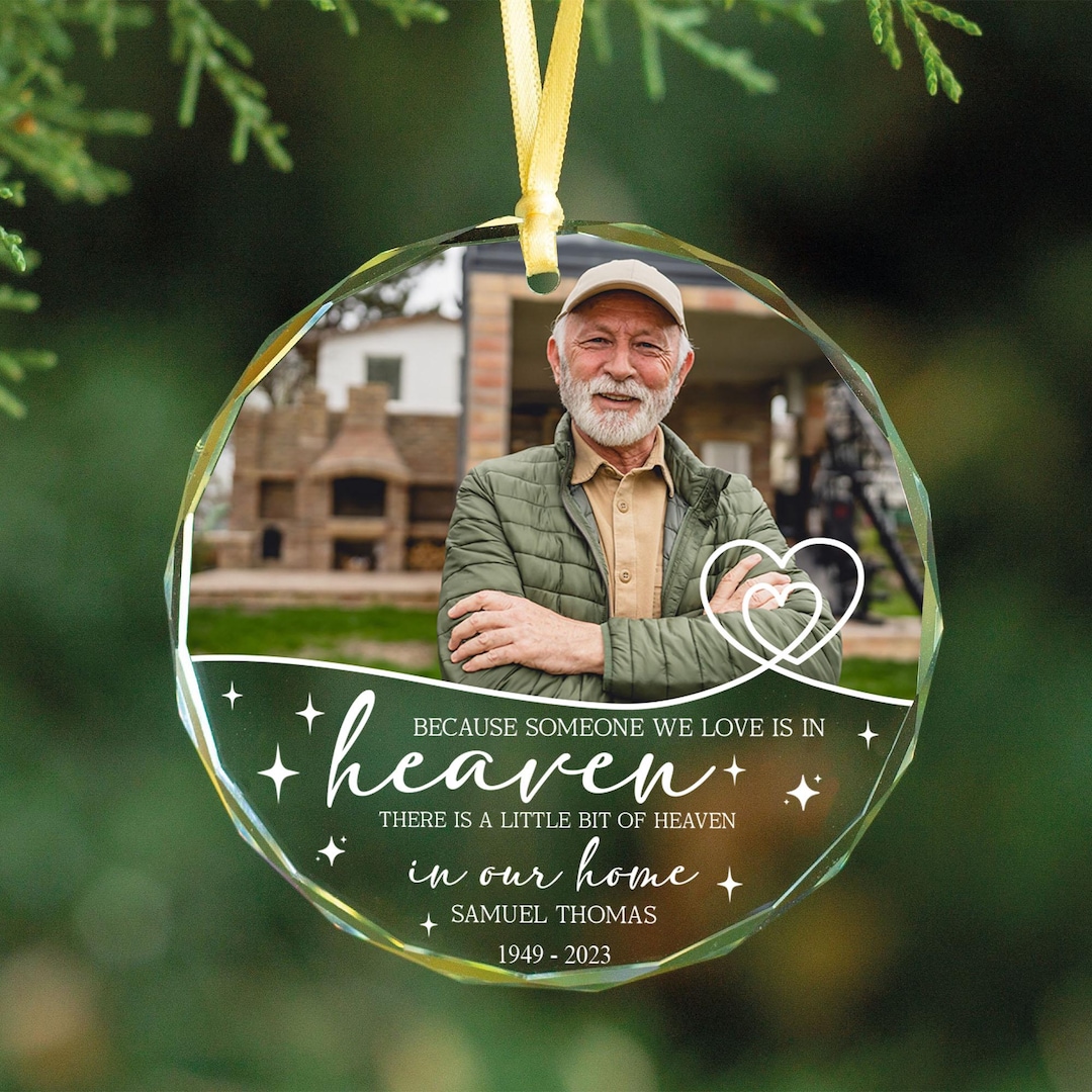 Personalized Memorial Ornament, Custom Photo and Name Memorial Crystal ...