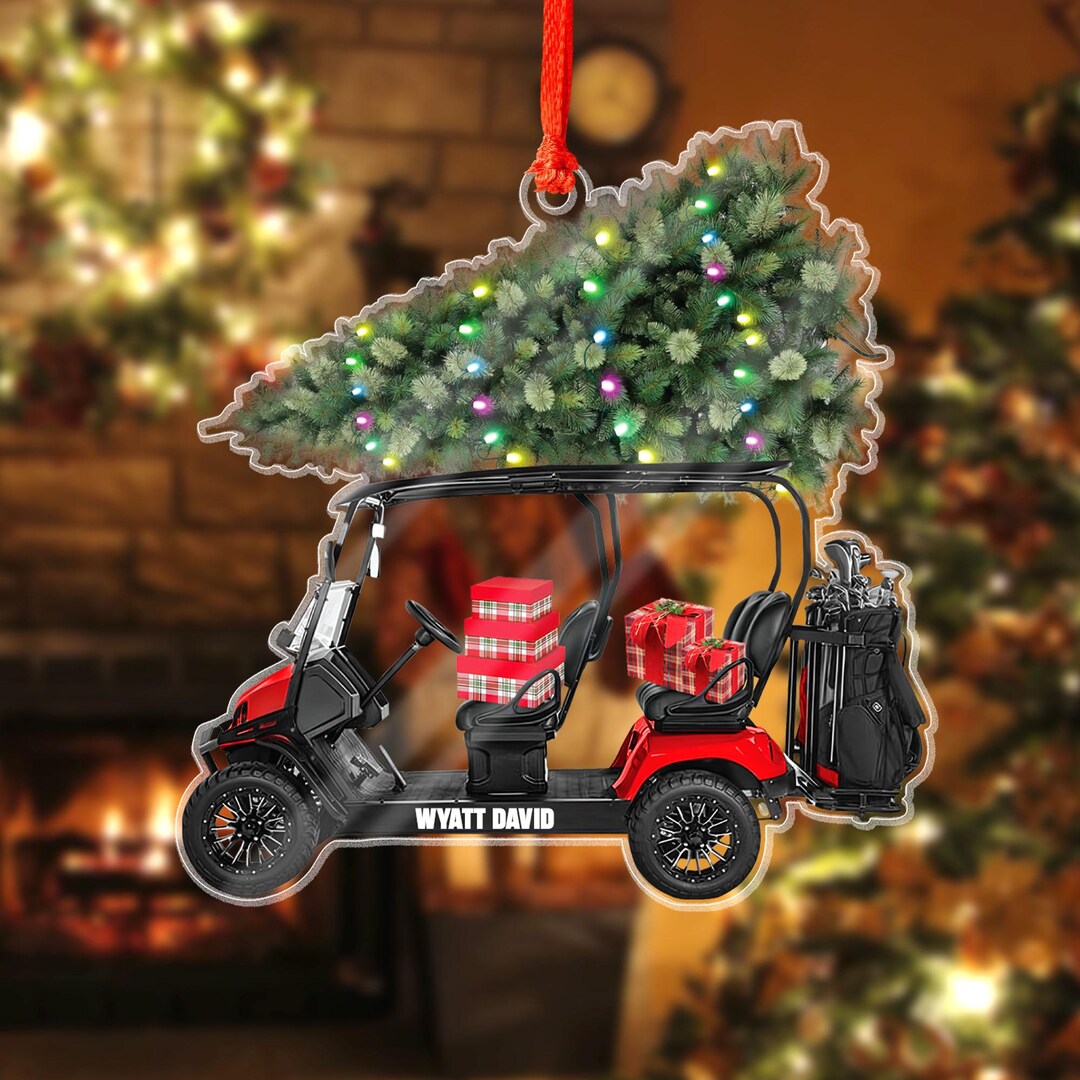 Personalized Golf Cart Family Christmas Ornament, Custom Name Ornament ...
