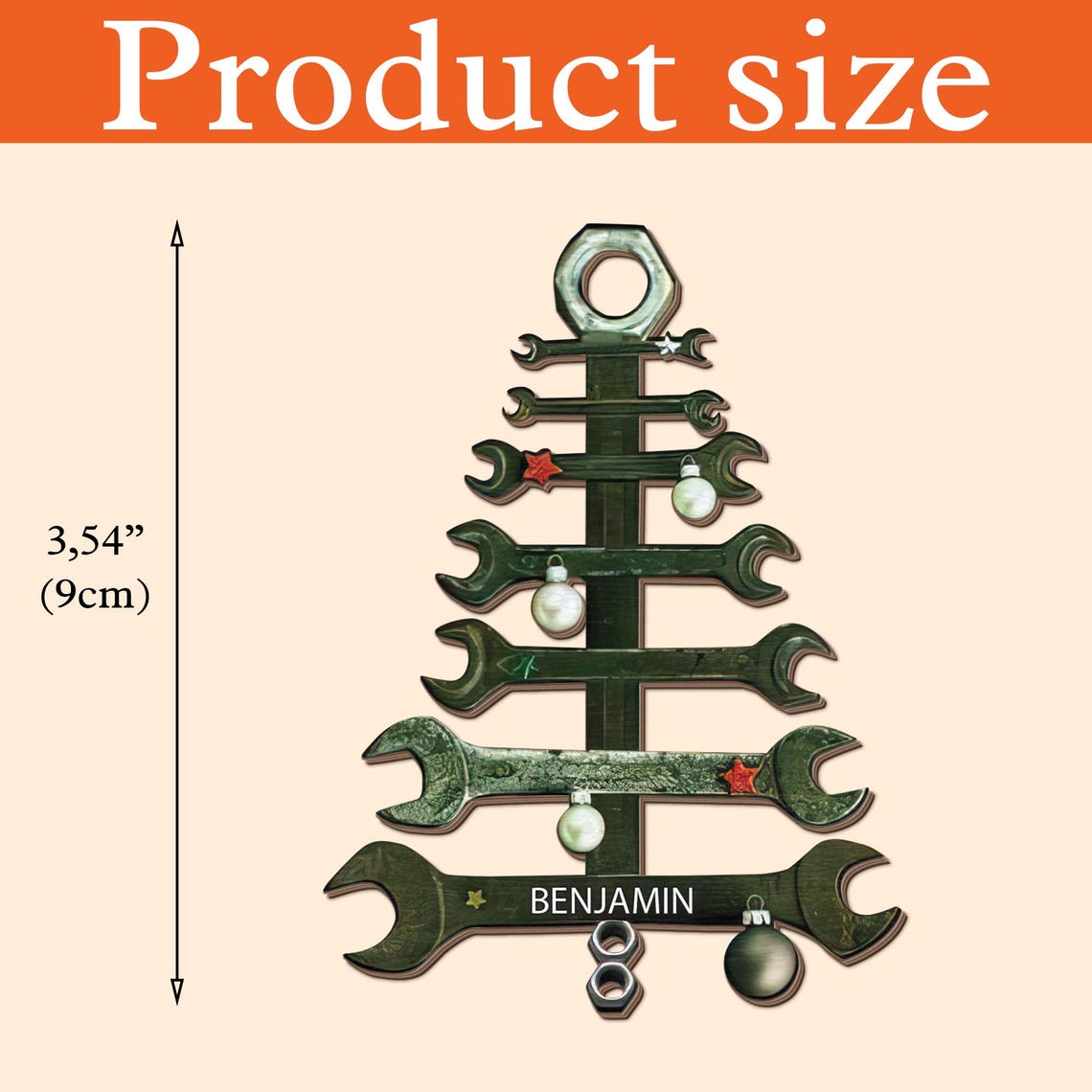 Personailzed Wrench Tree Shape Christmas Ornament, Custom Name Mechanic ...