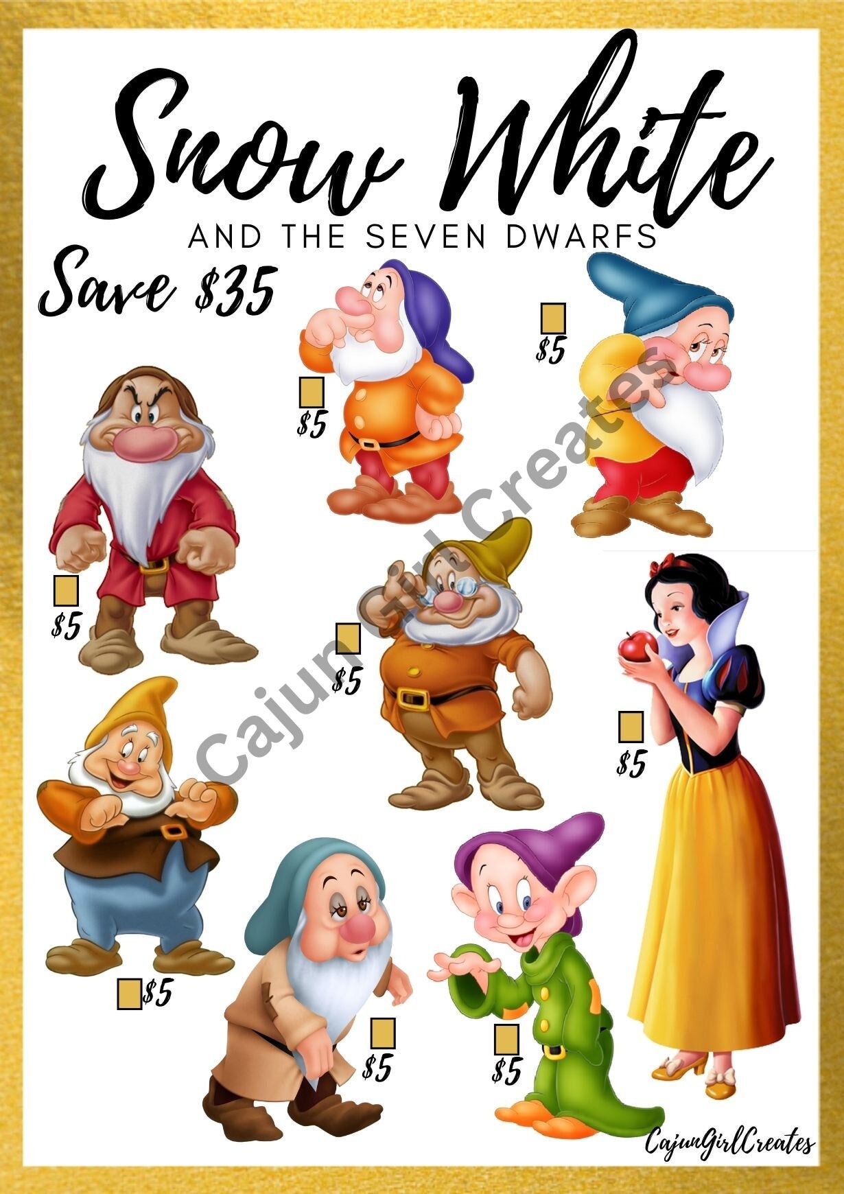 Snow White Mini Savings Challenge - Etsy