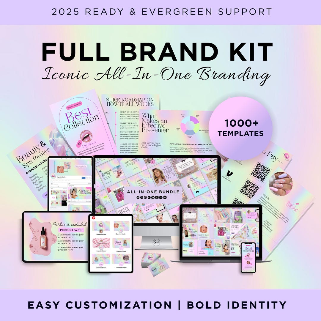 Pastel Branding Package: 1000+ Canva Templates for Social Media, Etsy ...