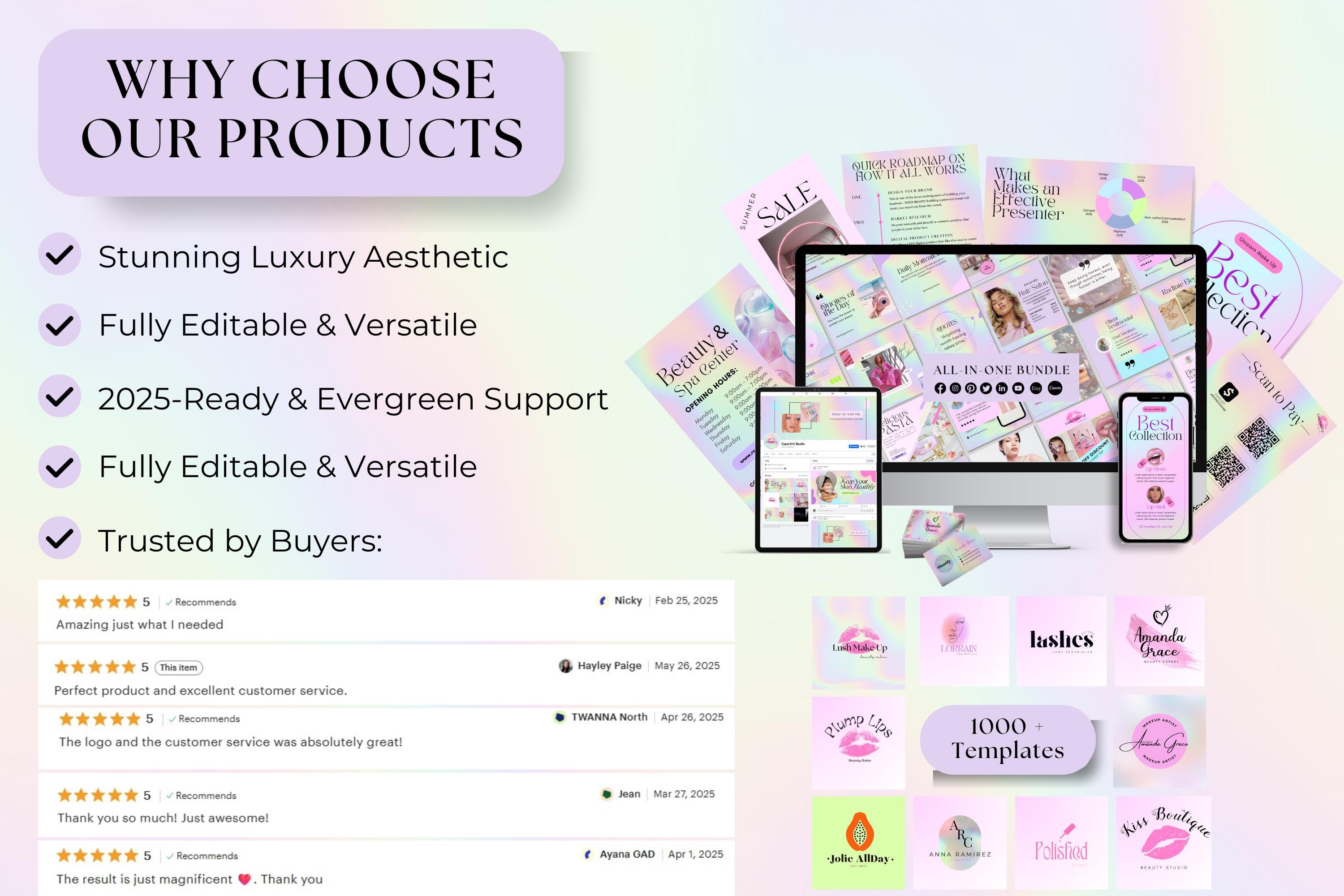 Pastel Branding Package: 1000+ Canva Templates for Social Media, Etsy ...