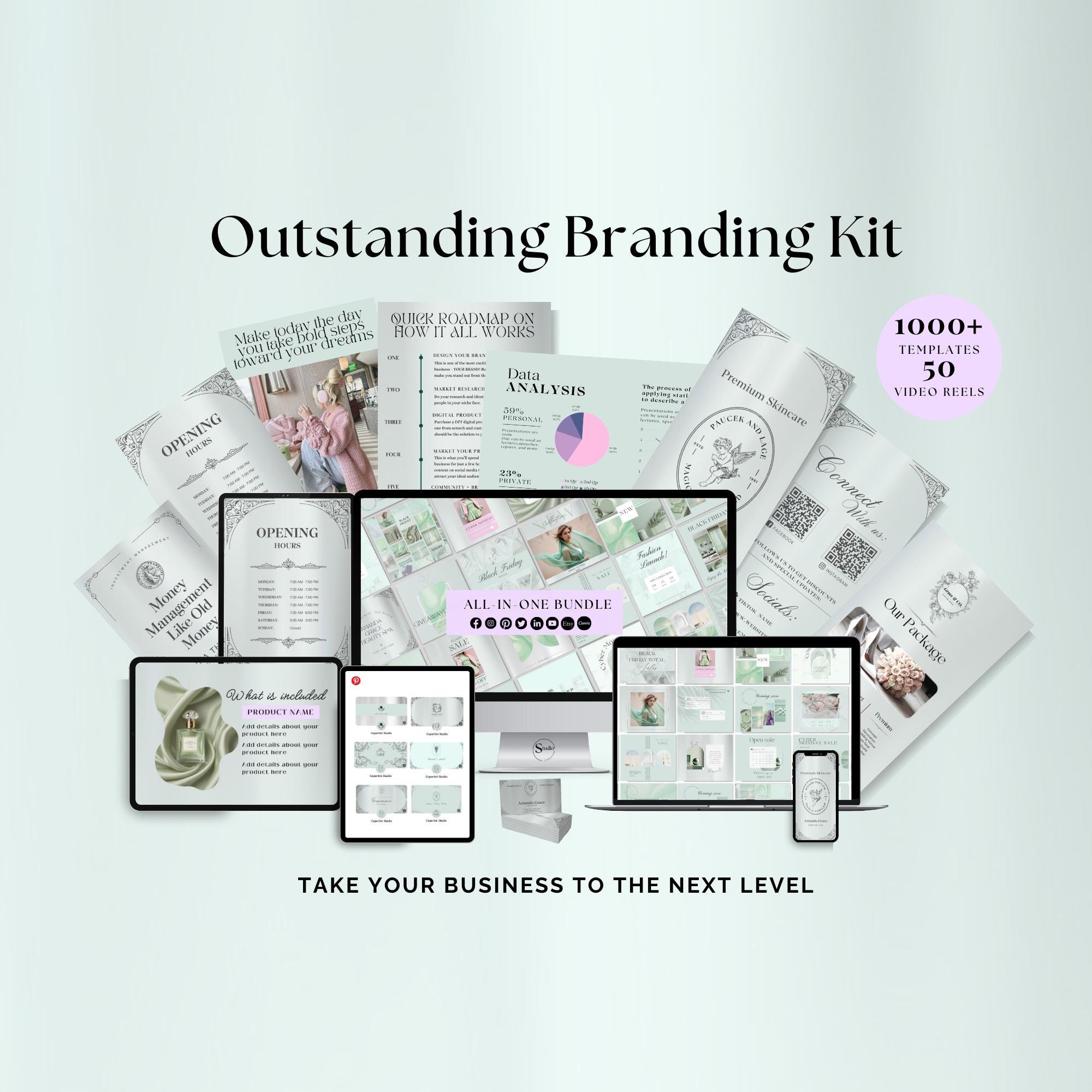 1000 Branding Kit Green Sage, Green Branding Kit 1000 Templates, Green ...