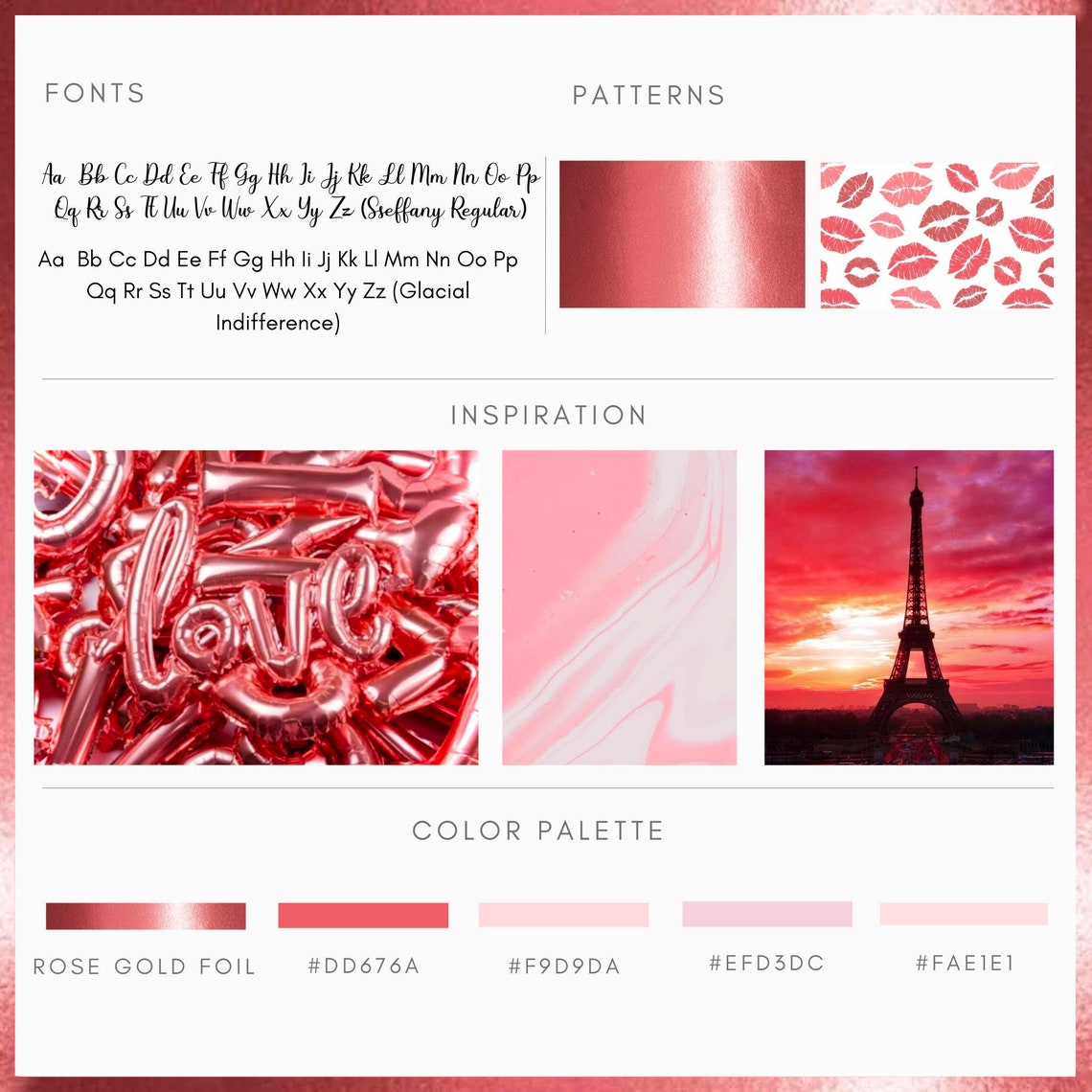 Pink Rose Branding Kit, Brand Kit Canva, Pink Brand Template, Business ...