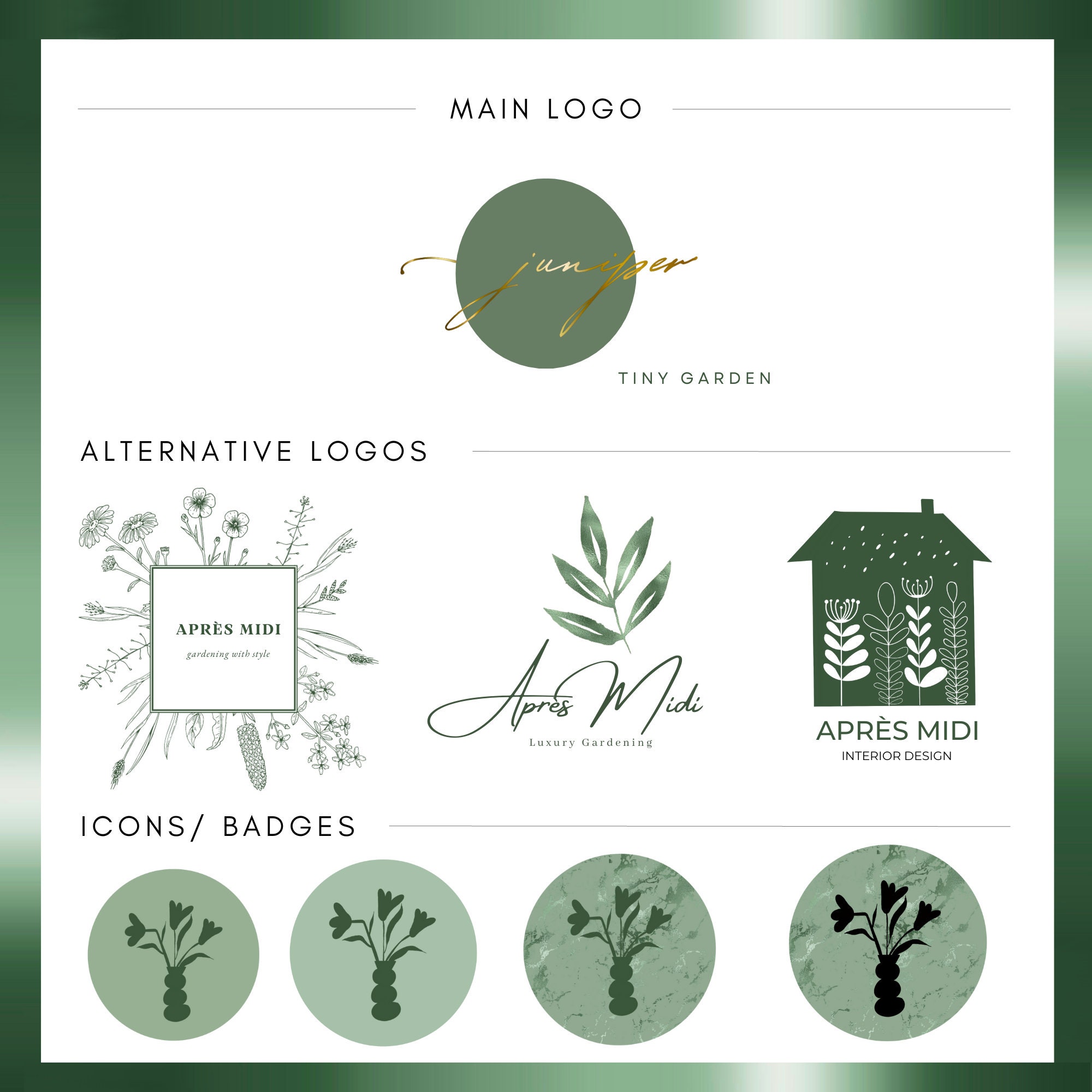 Canva Branding Kit Green Sage, Green Branding Kit, Sage Canva Template ...