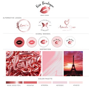Pink Rose Branding Kit, Brand Kit Canva, Pink Brand Template, Business ...