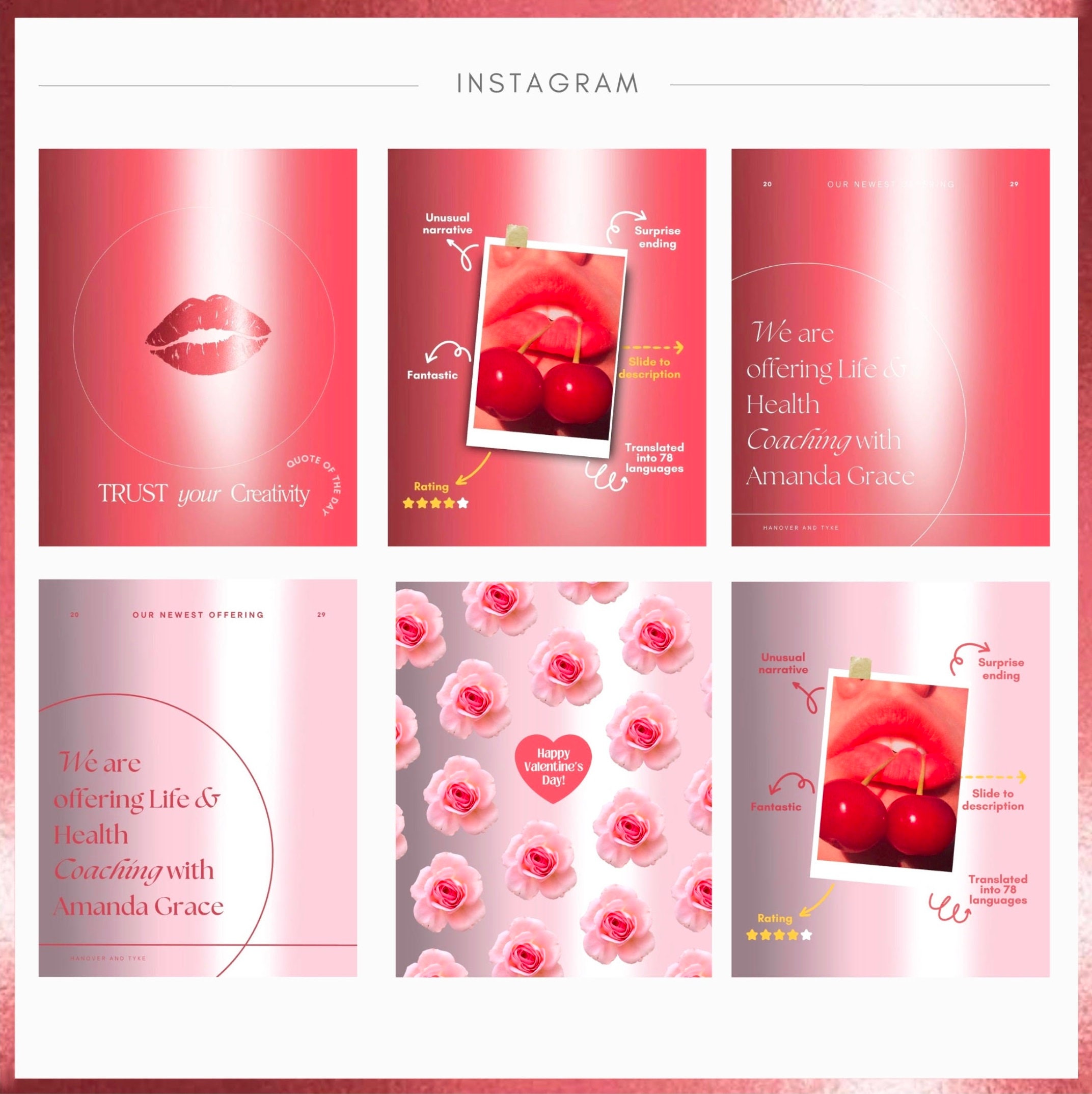 Pink Rose Branding Kit, Brand Kit Canva, Pink Brand Template, Business ...