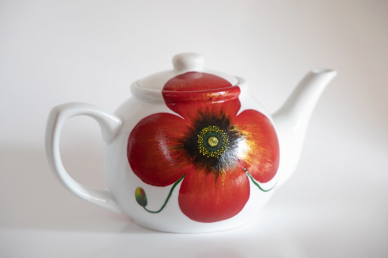 Poppies, Flowers, Teapot, Snack, Birthday Gift for Her, Christmas Gift ...