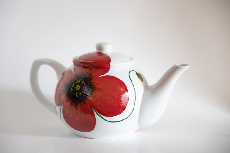 Poppies, Flowers, Teapot, Snack, Birthday Gift for Her, Christmas Gift ...