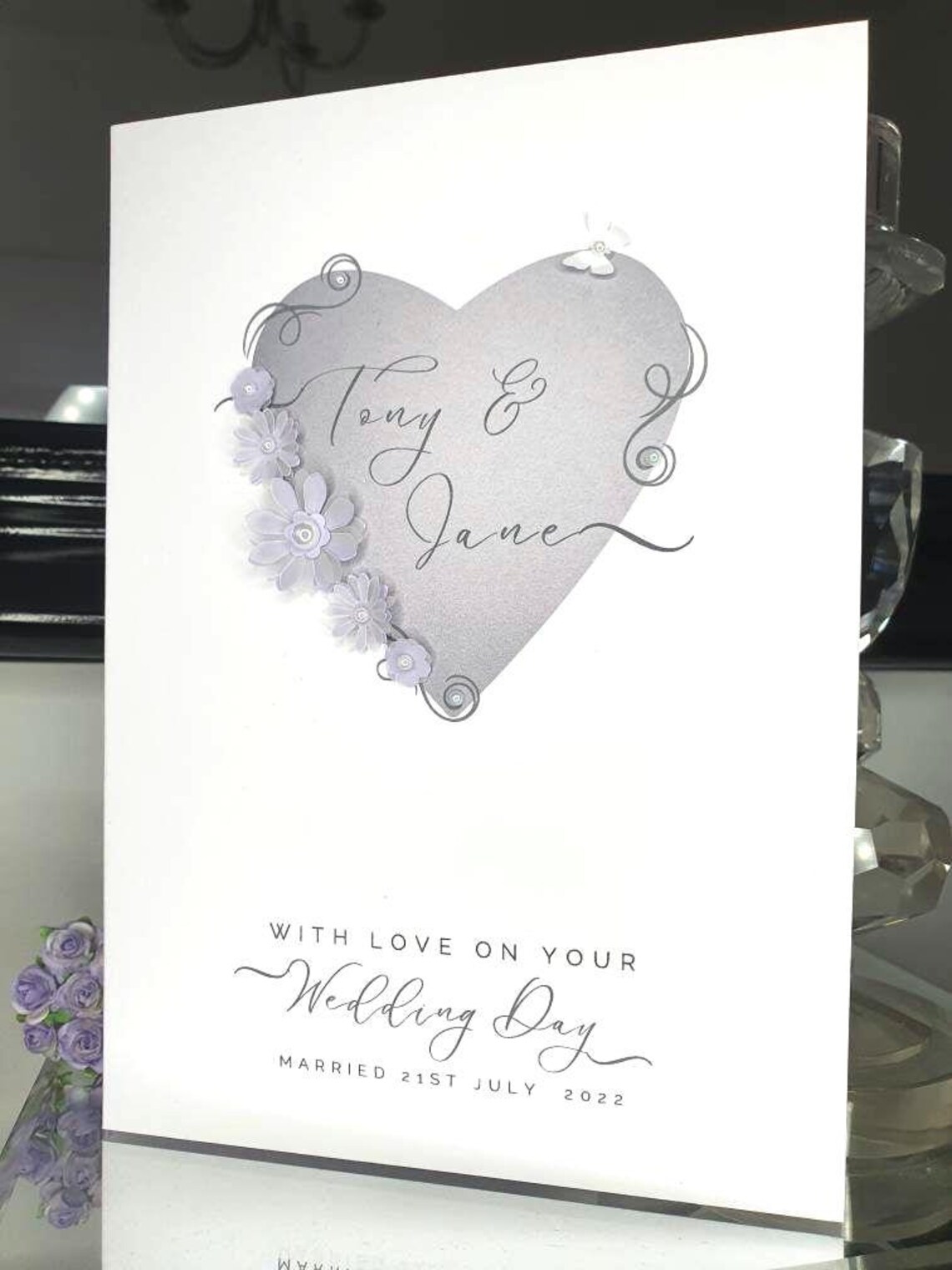 Personalised Names Wedding Card, Wedding Day Card, Wedding Card, Heart ...