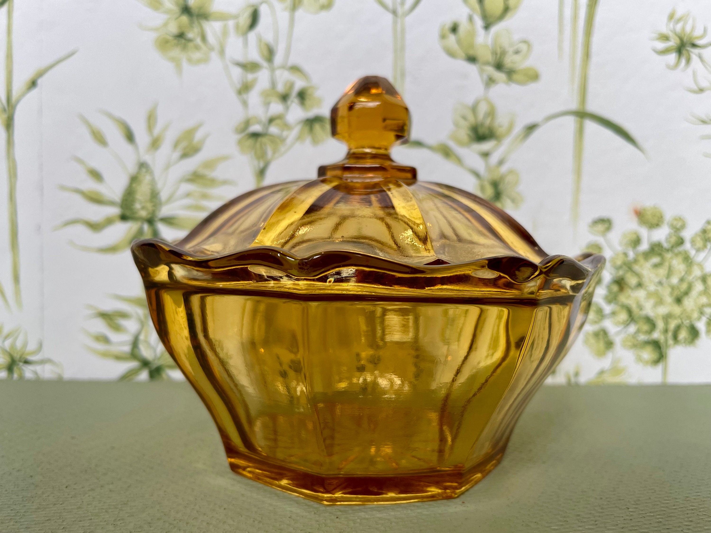 Beautiful Vintage Amber Glass Table Set - Etsy