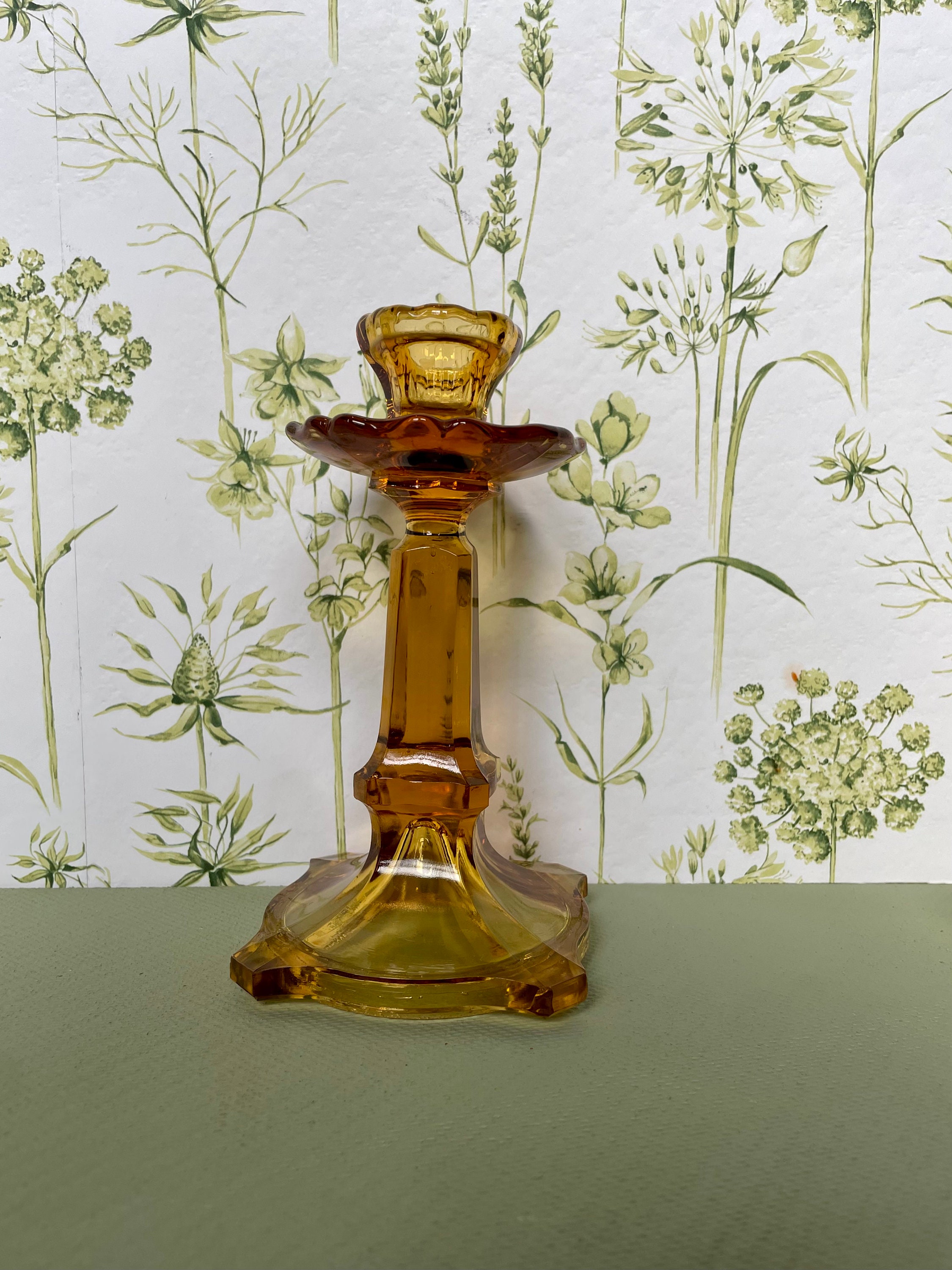 Beautiful Vintage Amber Glass Table Set - Etsy