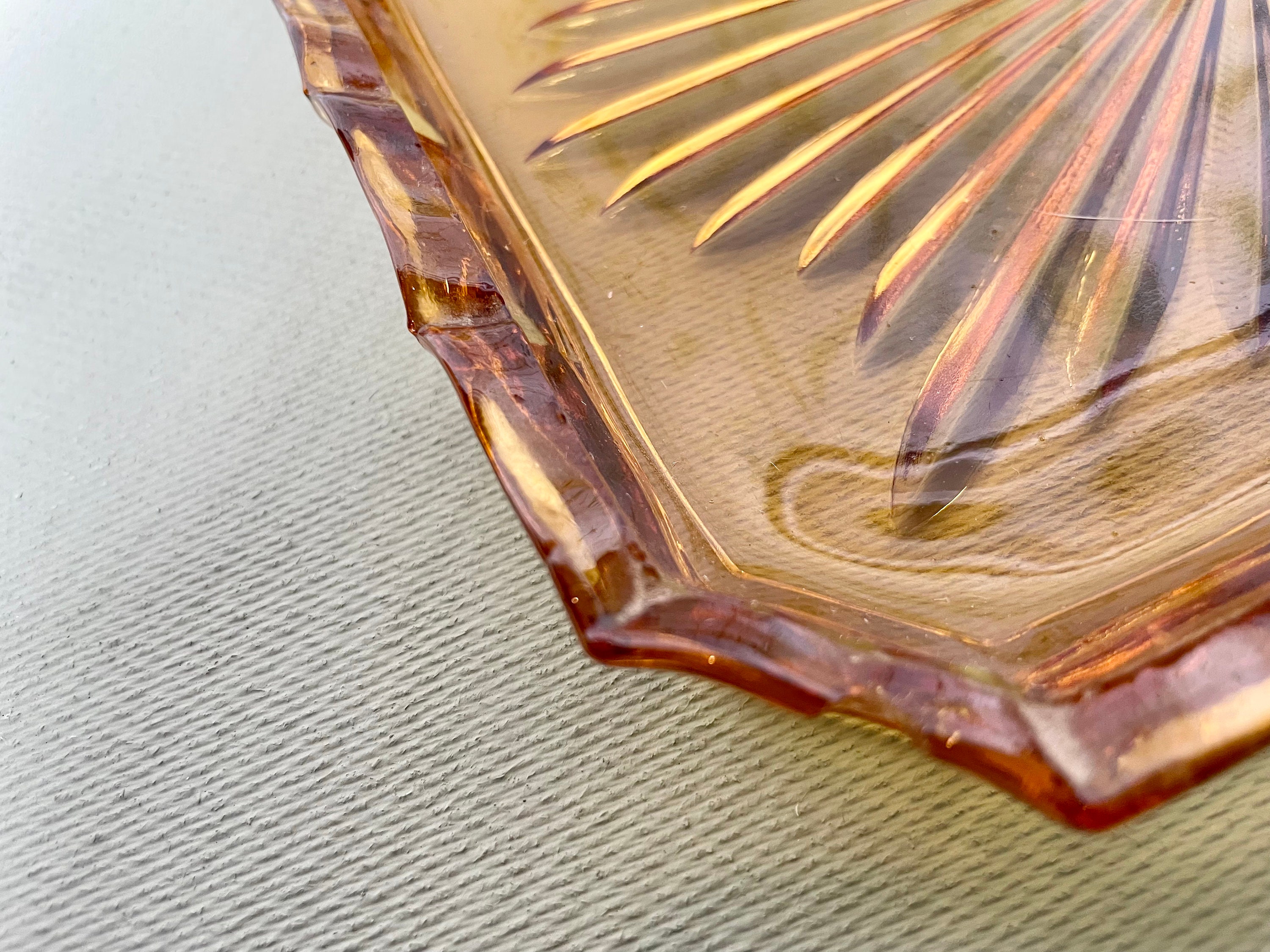 Beautiful Vintage Amber Glass Table Set - Etsy