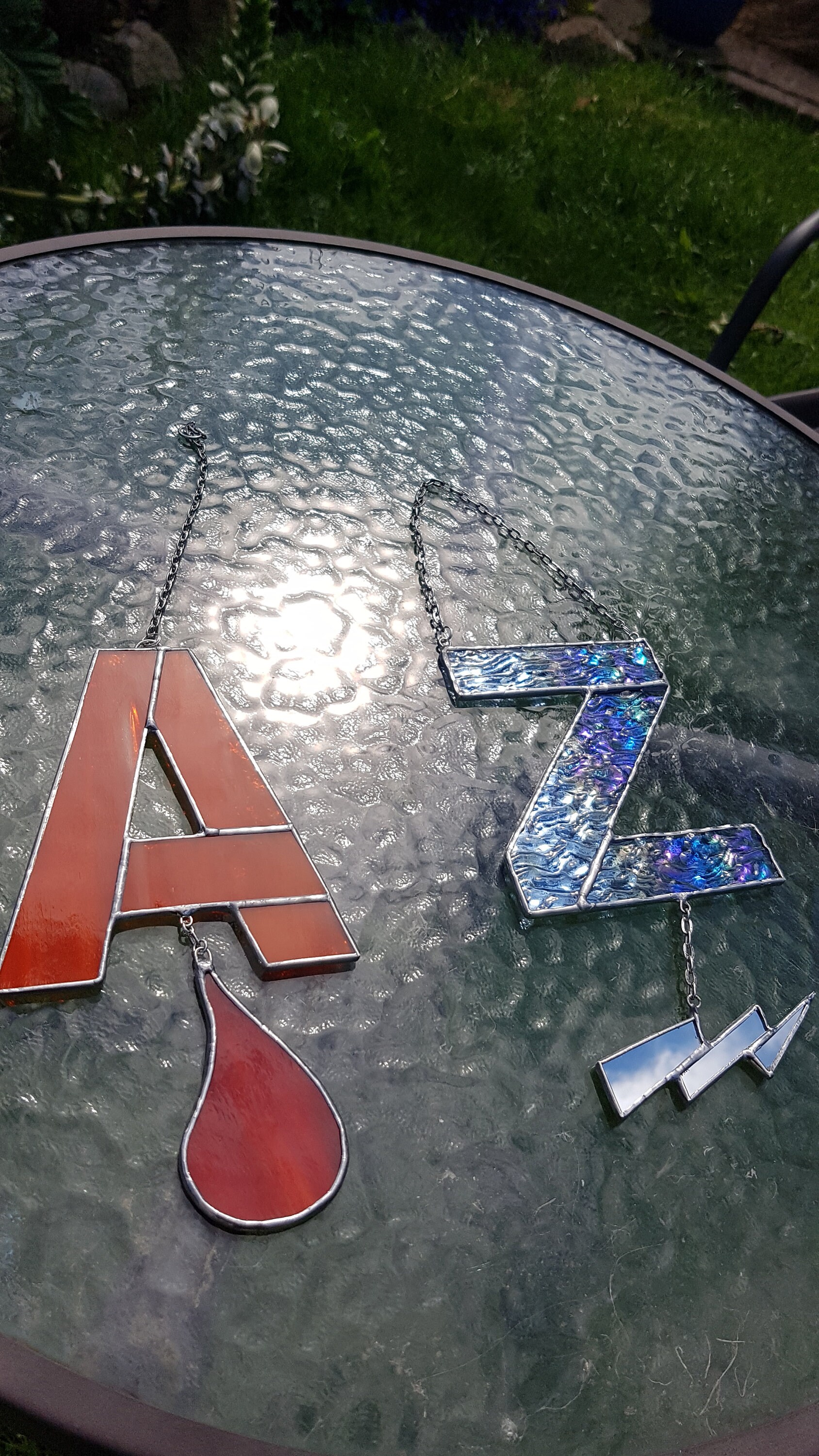 Personalised Stained Glass Letter With Choice of Charm Symbol, Handmade ...