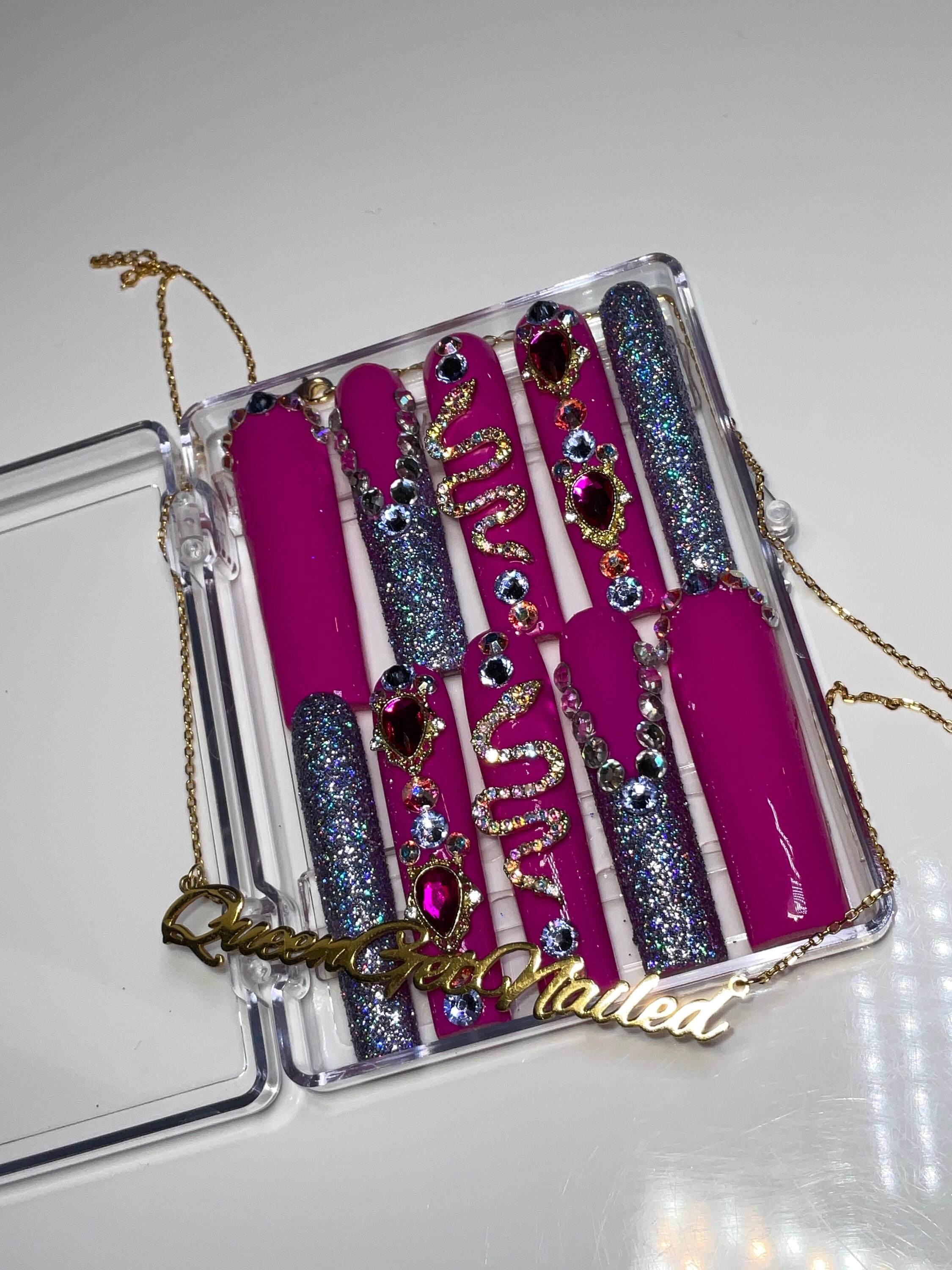 Flashy Purple Glitter With Swarovskis 3XL Acrylic Press - Etsy