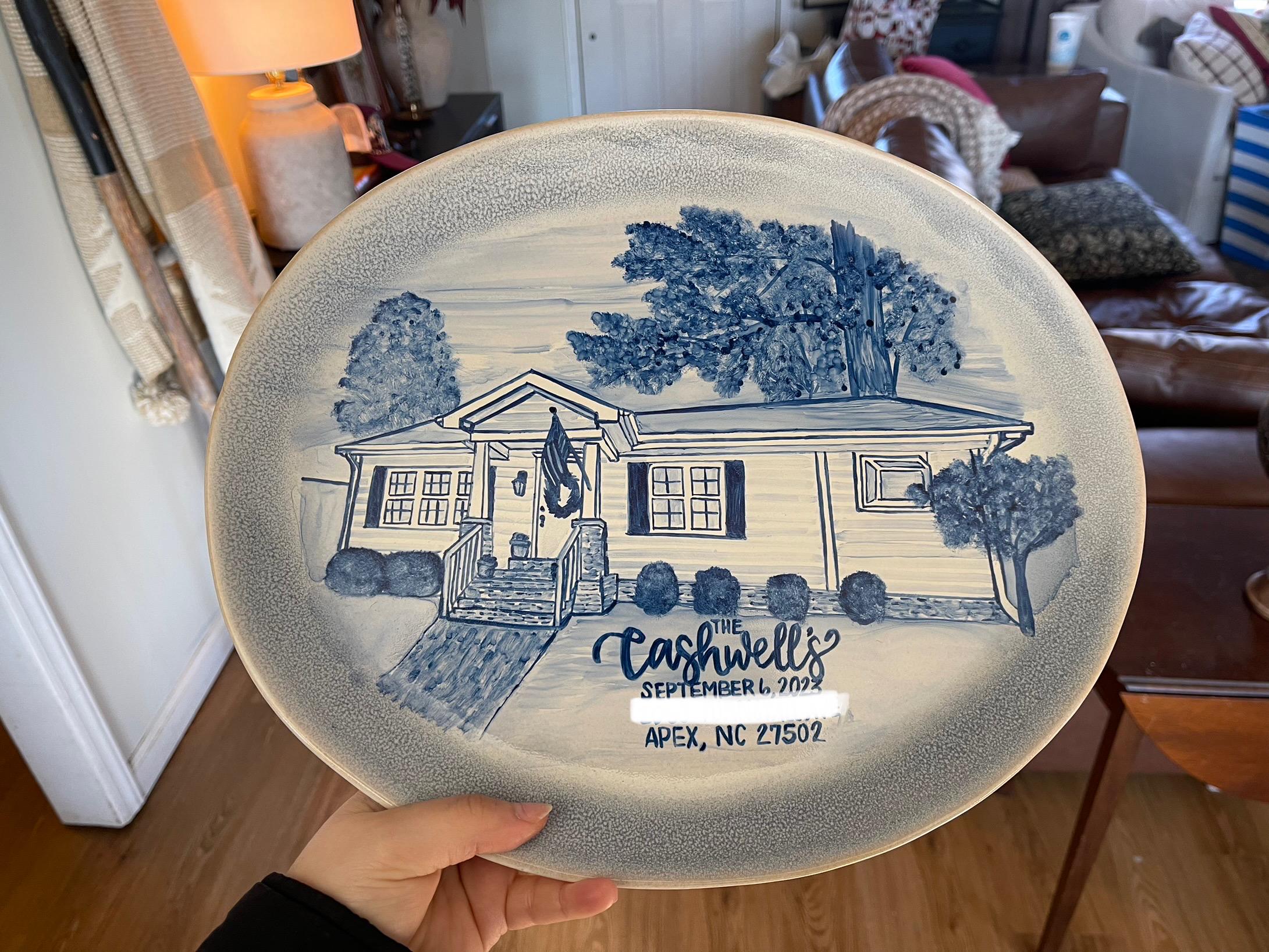 Ceramic Hand Painted Platter, Custom Home Plater, House Platter ...