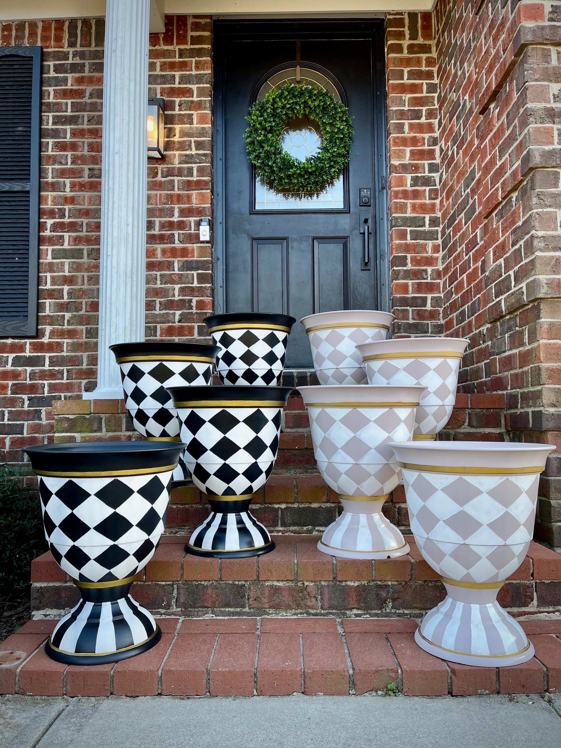 MC Inspired Outdoor Hand Painted Urn Planter - Etsy